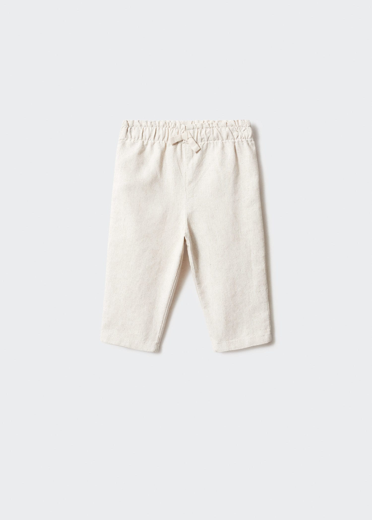 MANGO Linen-Blend Elastic Waist Trousers in Beige | Endource