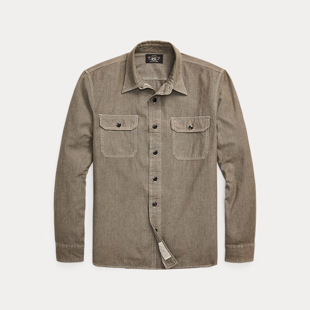 RALPH LAUREN RRL Selvedge Jaspe Workshirt in Grey | endource