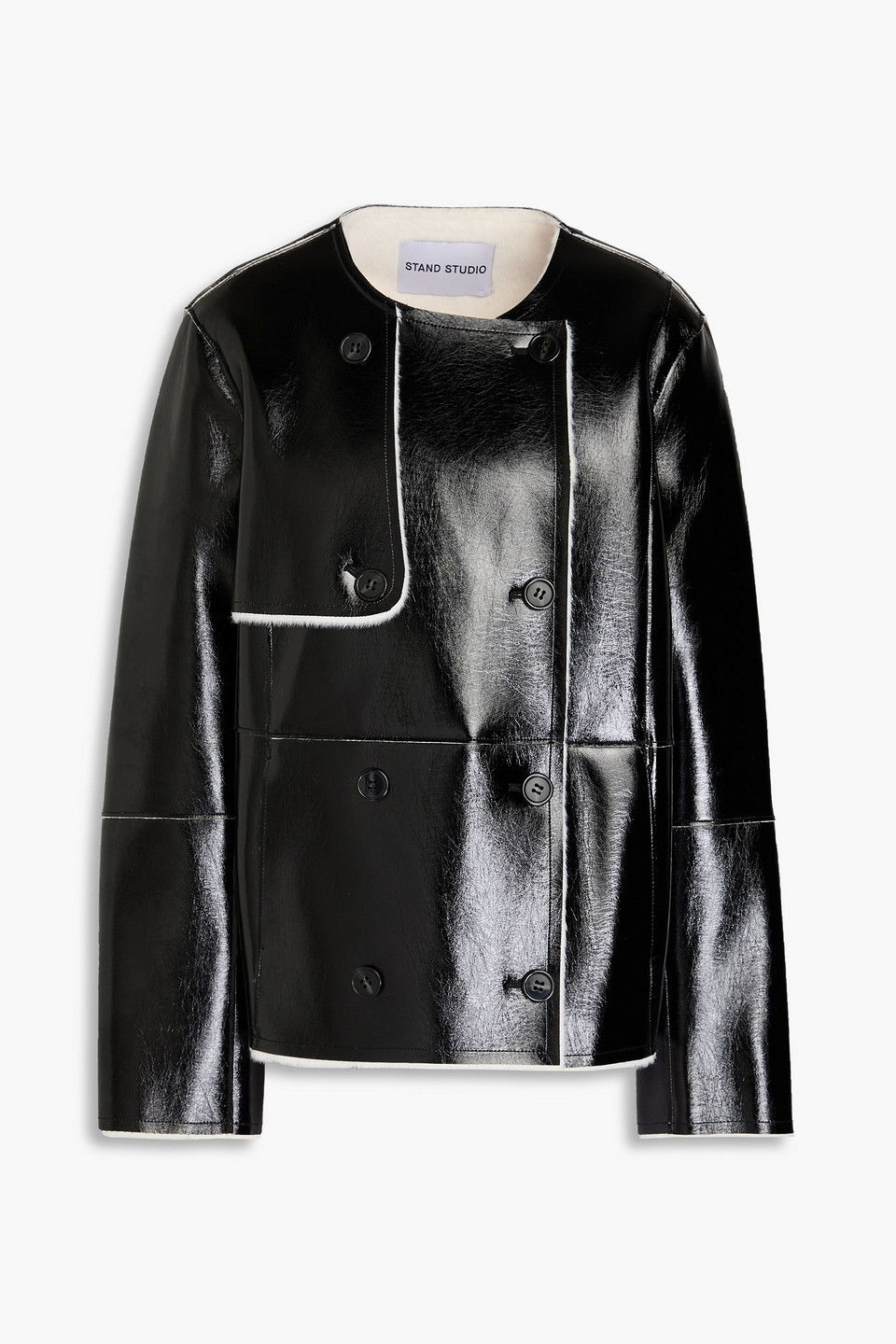 STAND STUDIO Lara Faux Leather Jacket in Black | endource