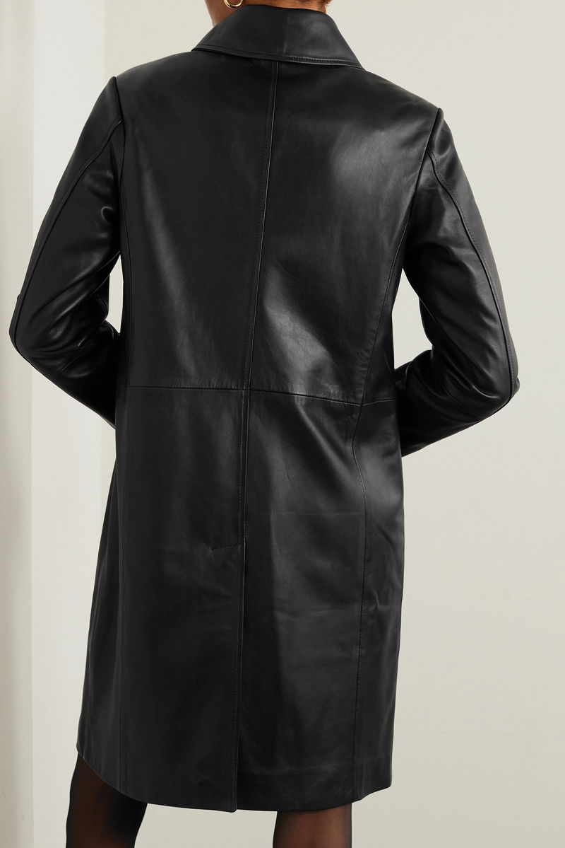 LOULOU STUDIO Uvon Leather Trench Coat in Black | Endource