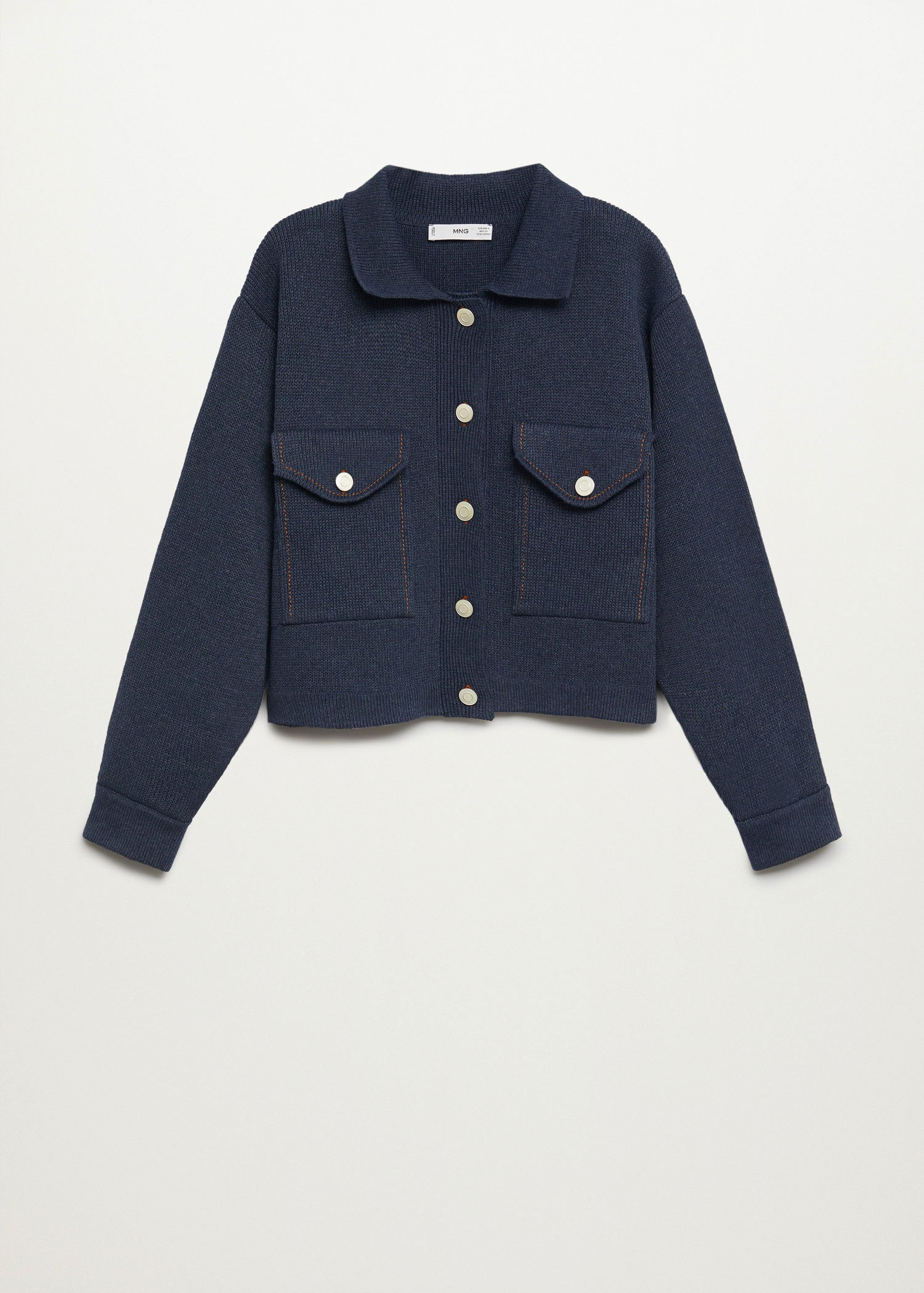 MANGO Pocket Cotton Cardigan in Blue | endource