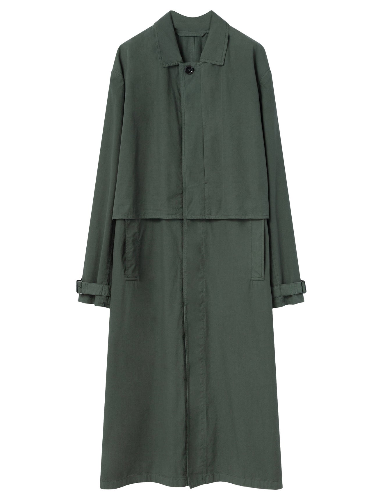 LEMAIRE Storm-Flap Canvas Raincoat in Green | endource