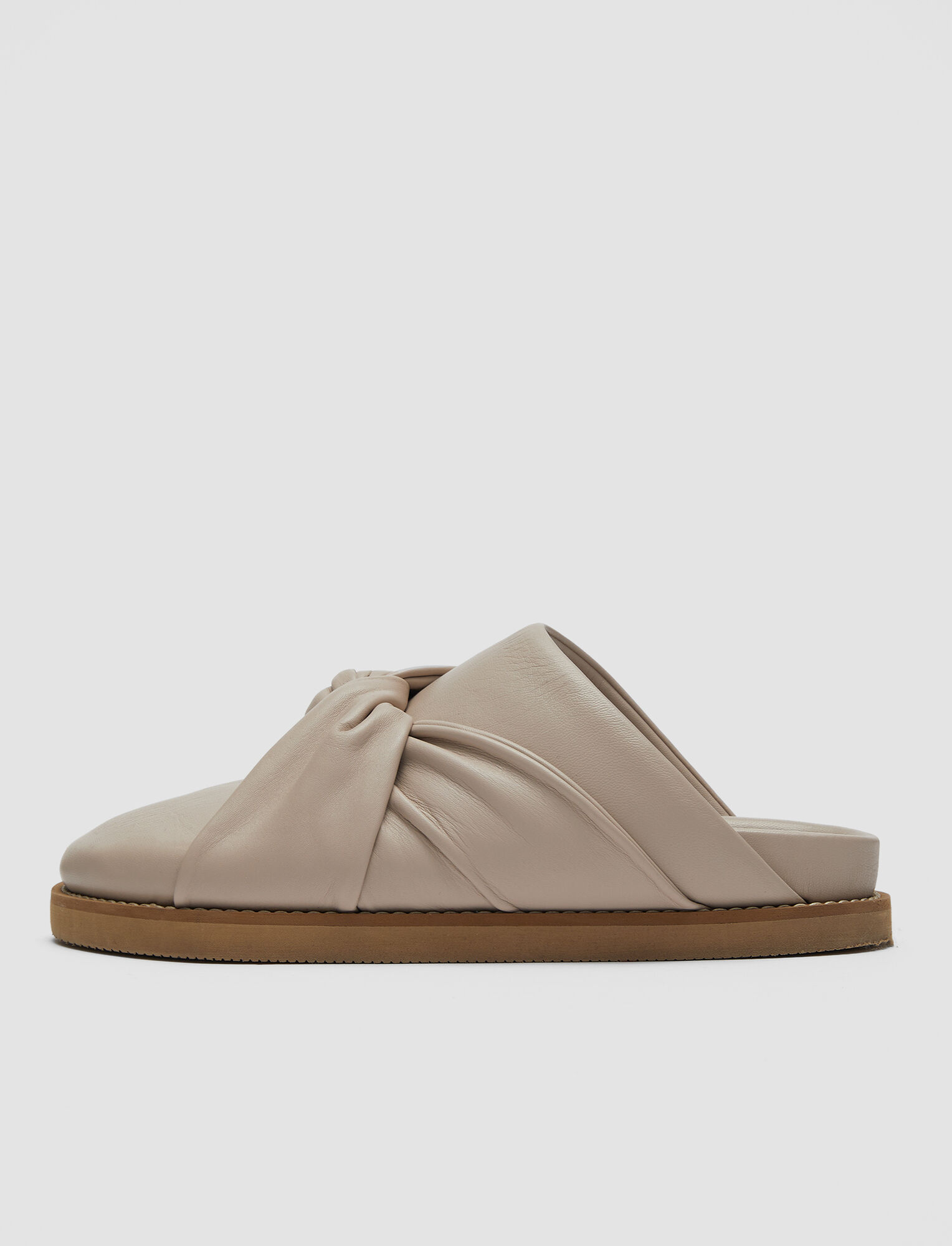 JOSEPH Leather Big Knot Mules in Cobble Stone | endource