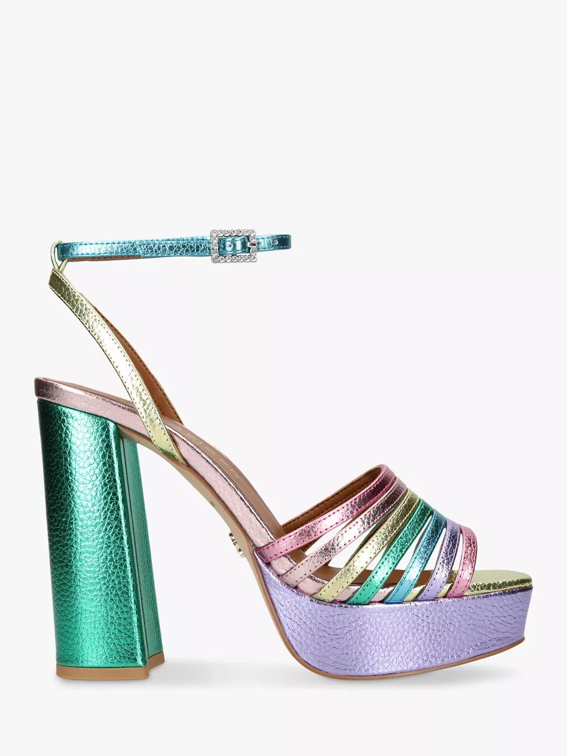 KURT GEIGER LONDON Kurt Geiger London Pierra Leather Platform Heel Sandals, Metallic Multi in ...