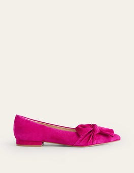BODEN Suede-Bow Ballet Flats in Vibrant Plum Suede | Endource