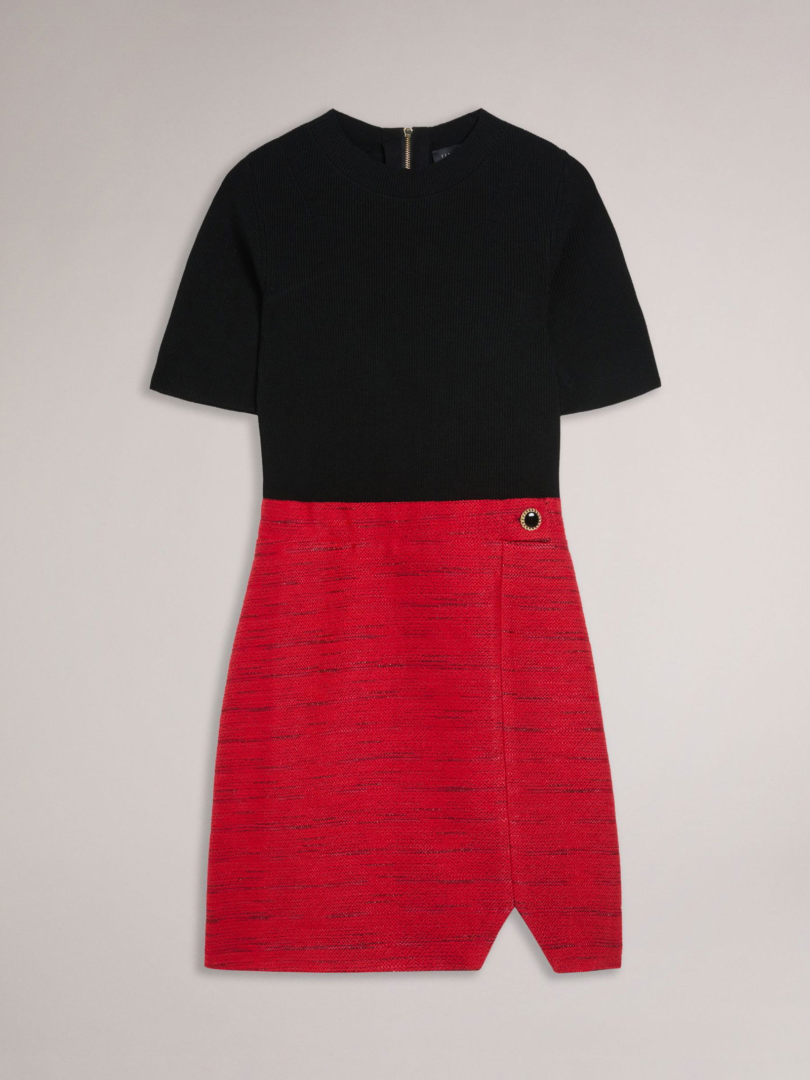 TED BAKER Illusion Mini Dress in Black/Red | Endource