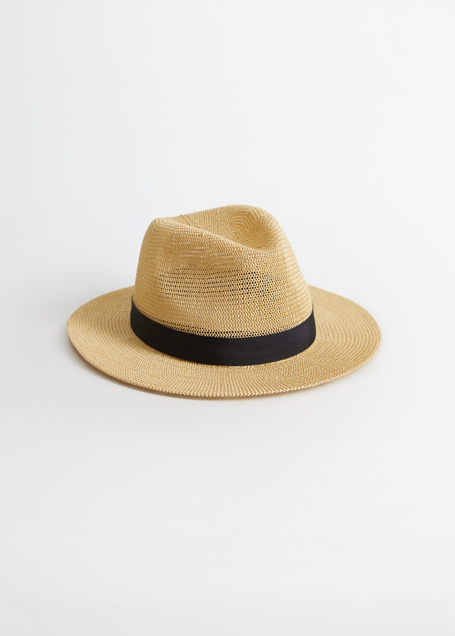MANGO Straw Fedora Hat in Beige | endource