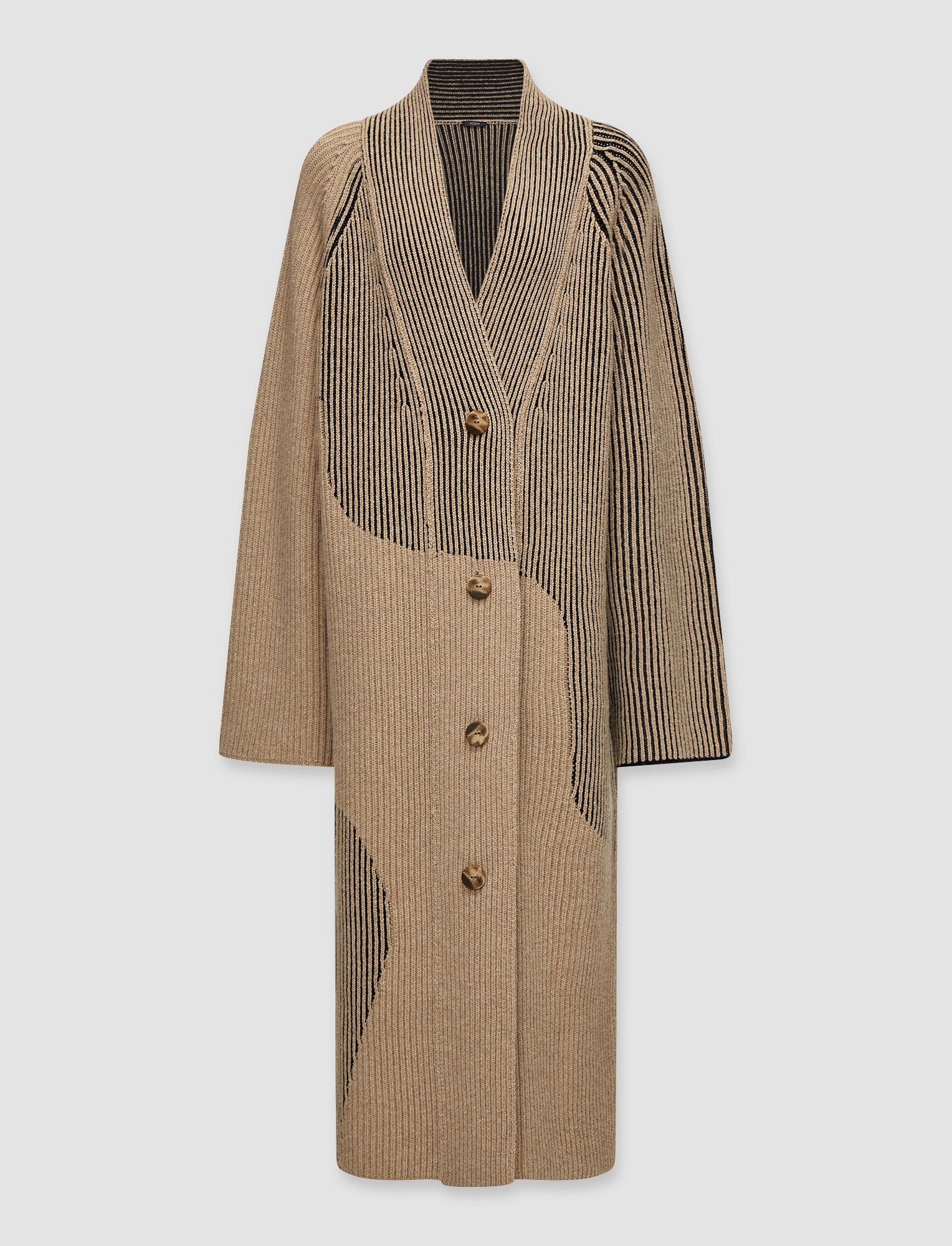 JOSEPH Cardigan Stitch Animation Coat in Pewter/Black | endource