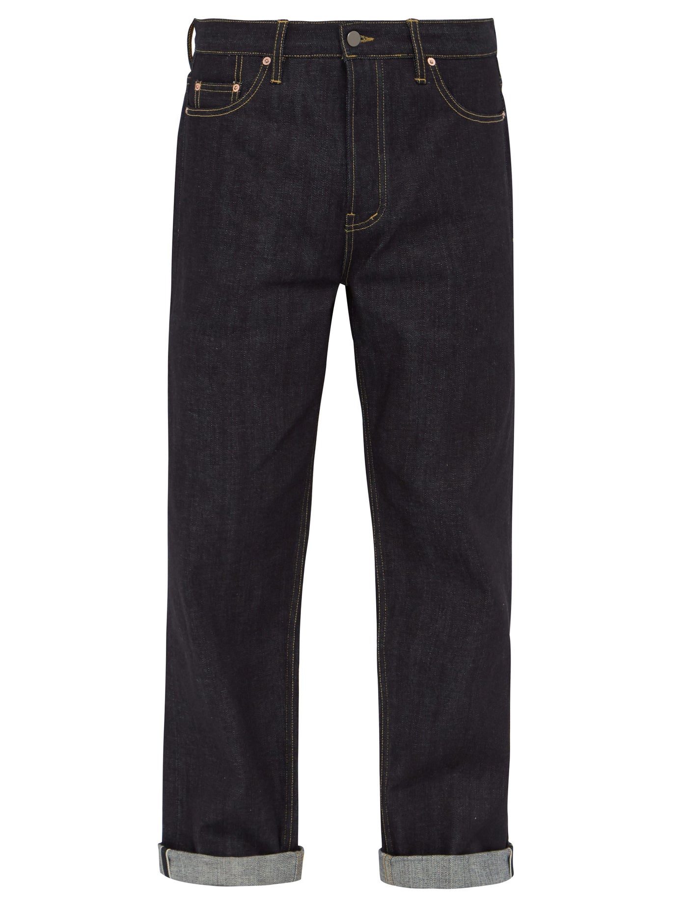 RAEY Raw Selvedge Denim Wide-Leg Jeans in Blue | Endource
