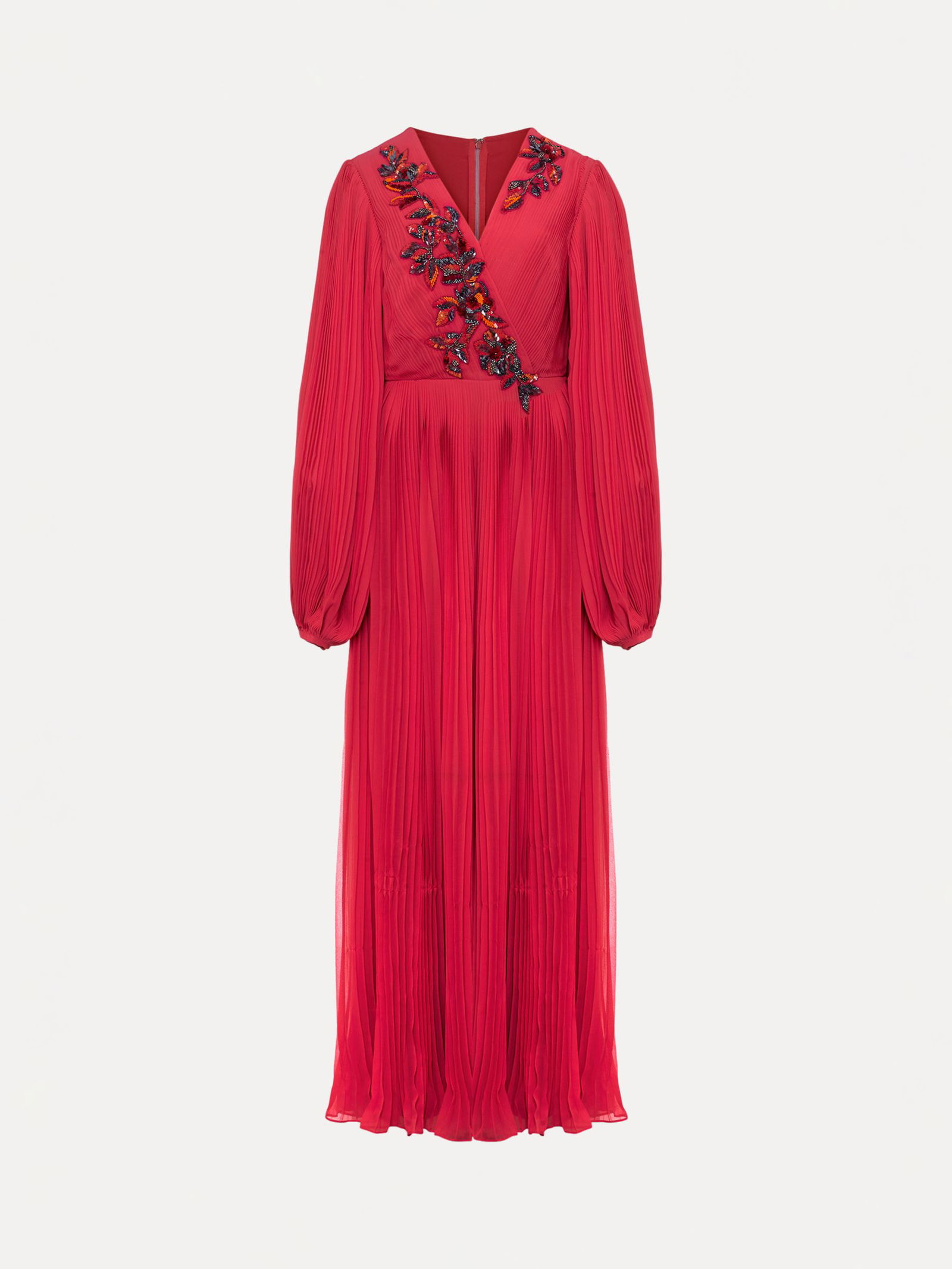 PHASE EIGHT Lillian Pleated Embellished Maxi Dress in Pink | endource