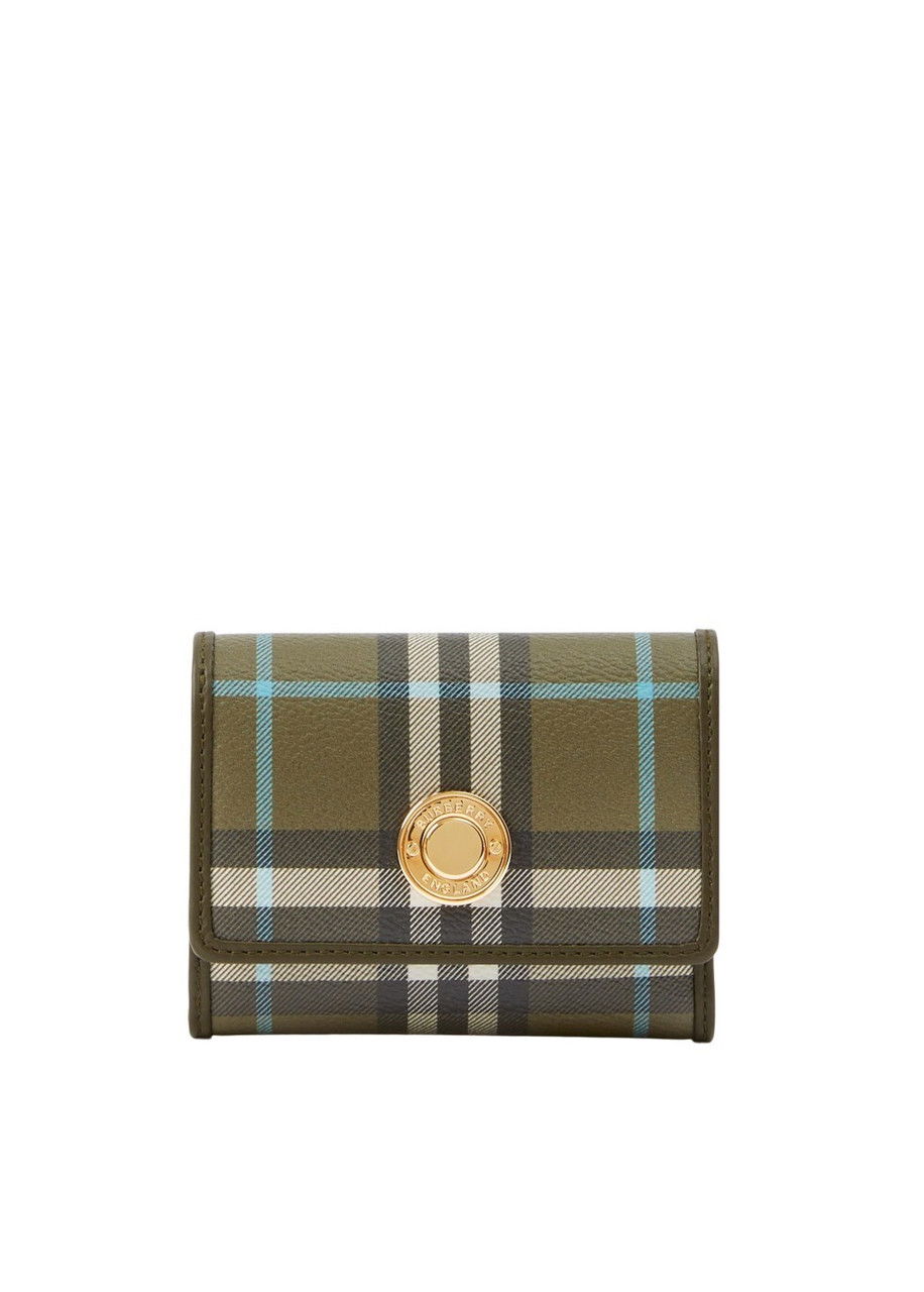 BURBERRY Check And Leather Small Folding Wallet | endource