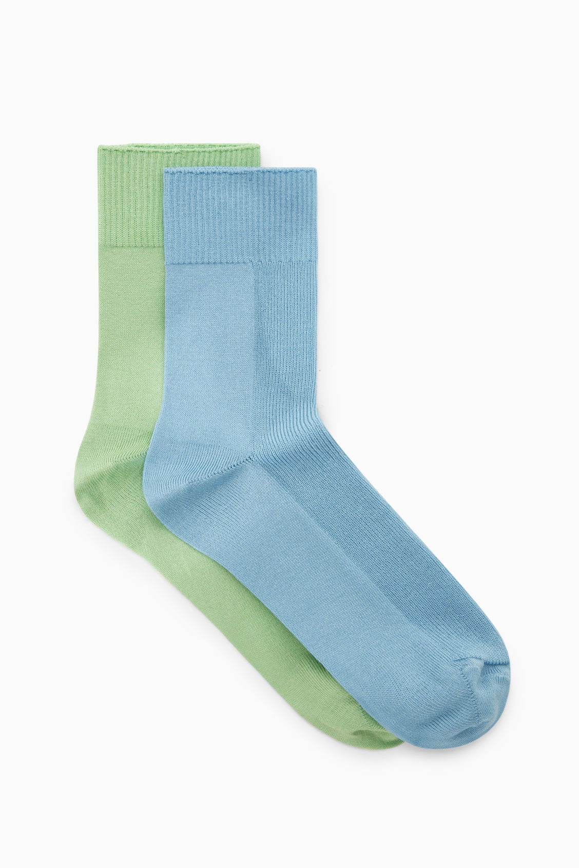 COS 2-Pack Ribbed Panel Socks in LIGHT BLUE / GREEN | endource