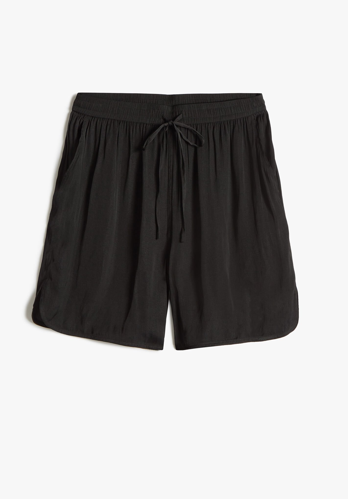 HUSH Oriole Relaxed Silky Shorts in Black | Endource