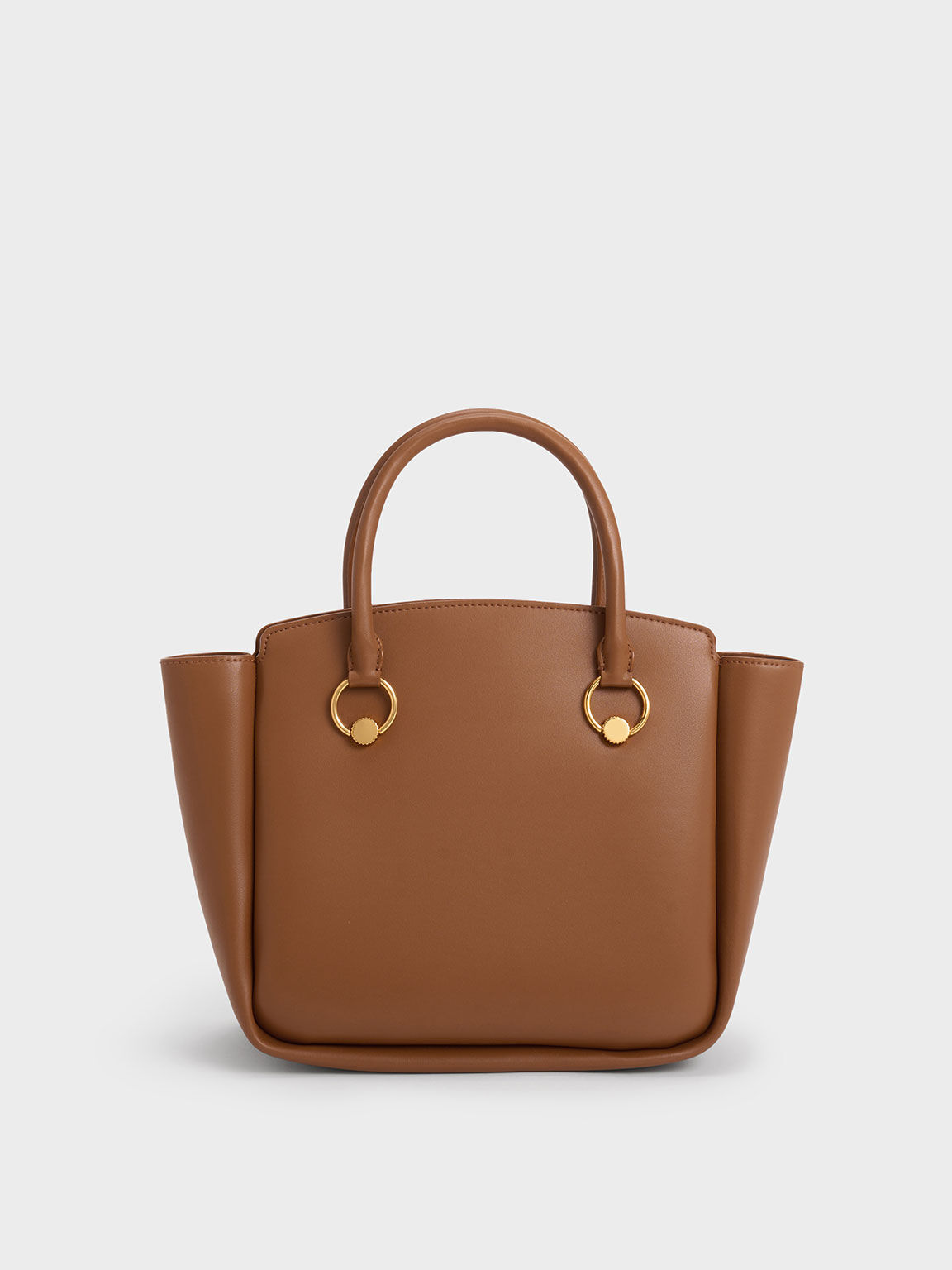 CHARLES & KEITH Ring-Embellished Large Tote Bag in Chocolate | endource