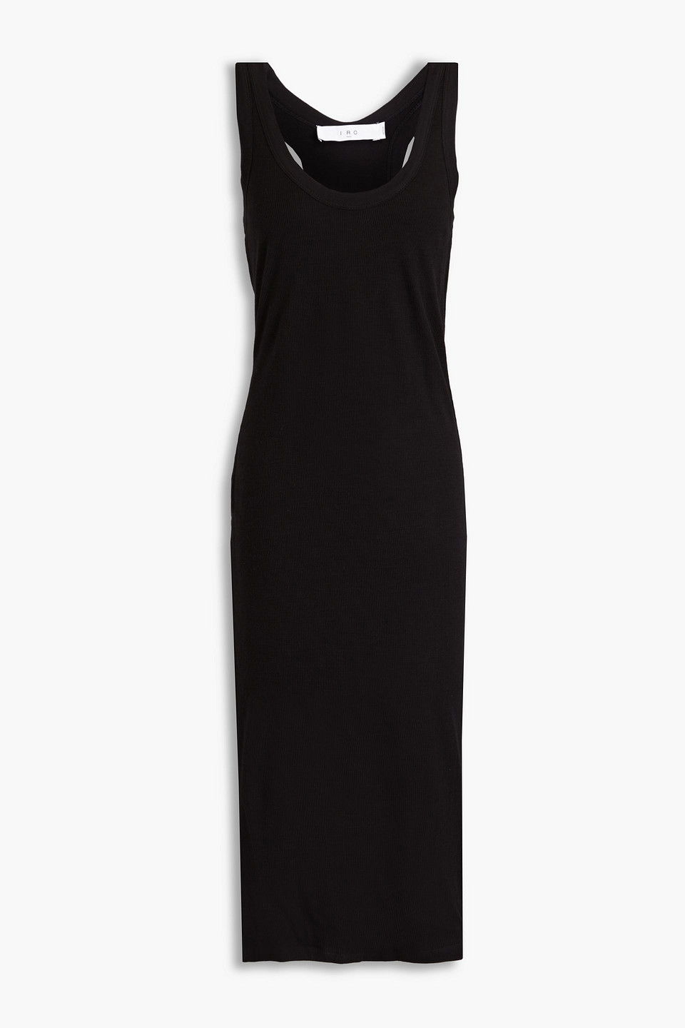 IRO Janko Ribbed Midi Dress in Black | endource