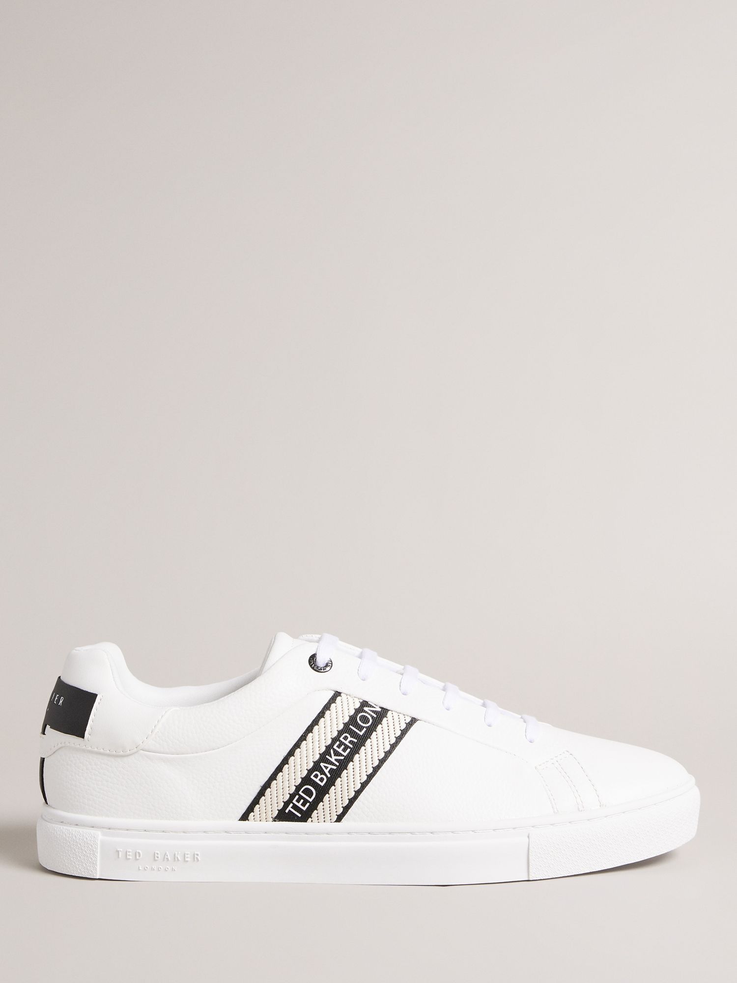 TED BAKER Trilobw Leather Trainers With Webbing Detail in White | Endource