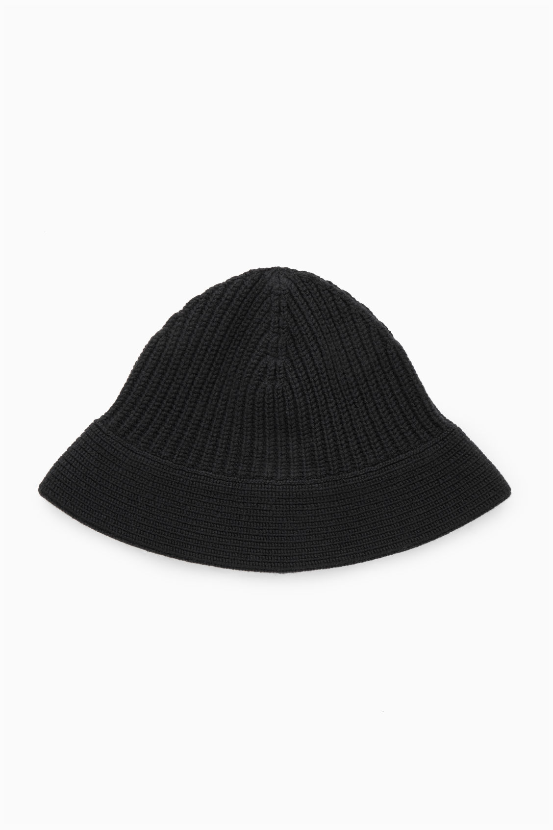 COS Knitted Merino Wool Bucket Hat in BLACK | endource