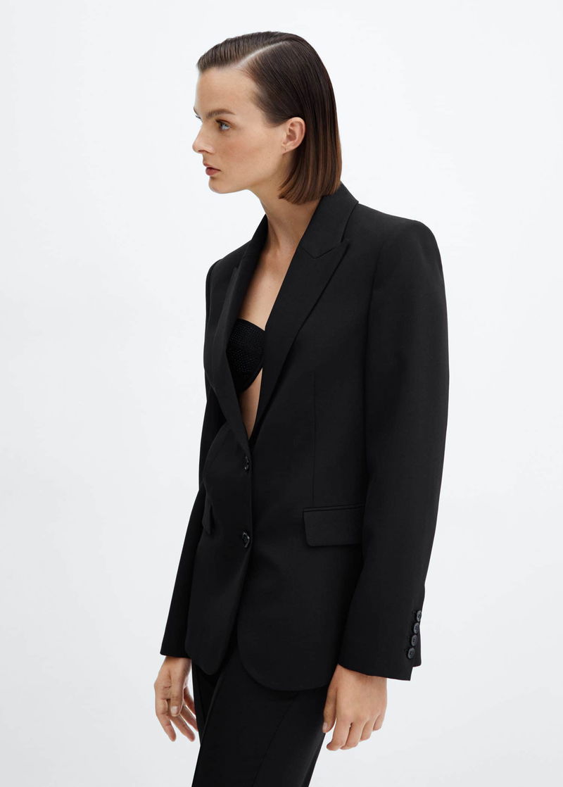 MANGO Suit Jacket With Buttons in Black | endource