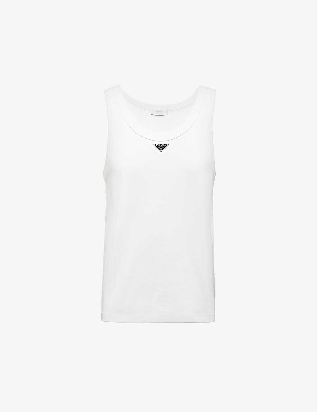 PRADA Logo-Plaque Slim-Fit Vest in WHITE | Endource