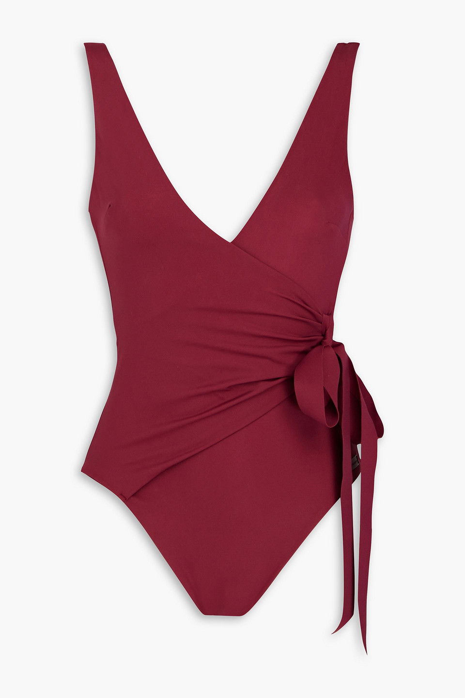 ZIMMERMANN Separates Sculpt Wrap-Effect Swimsuit in Burgundy | endource