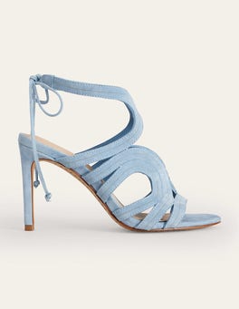 BODEN Cut Out Heeled Sandals in Delph Blue Suede | endource