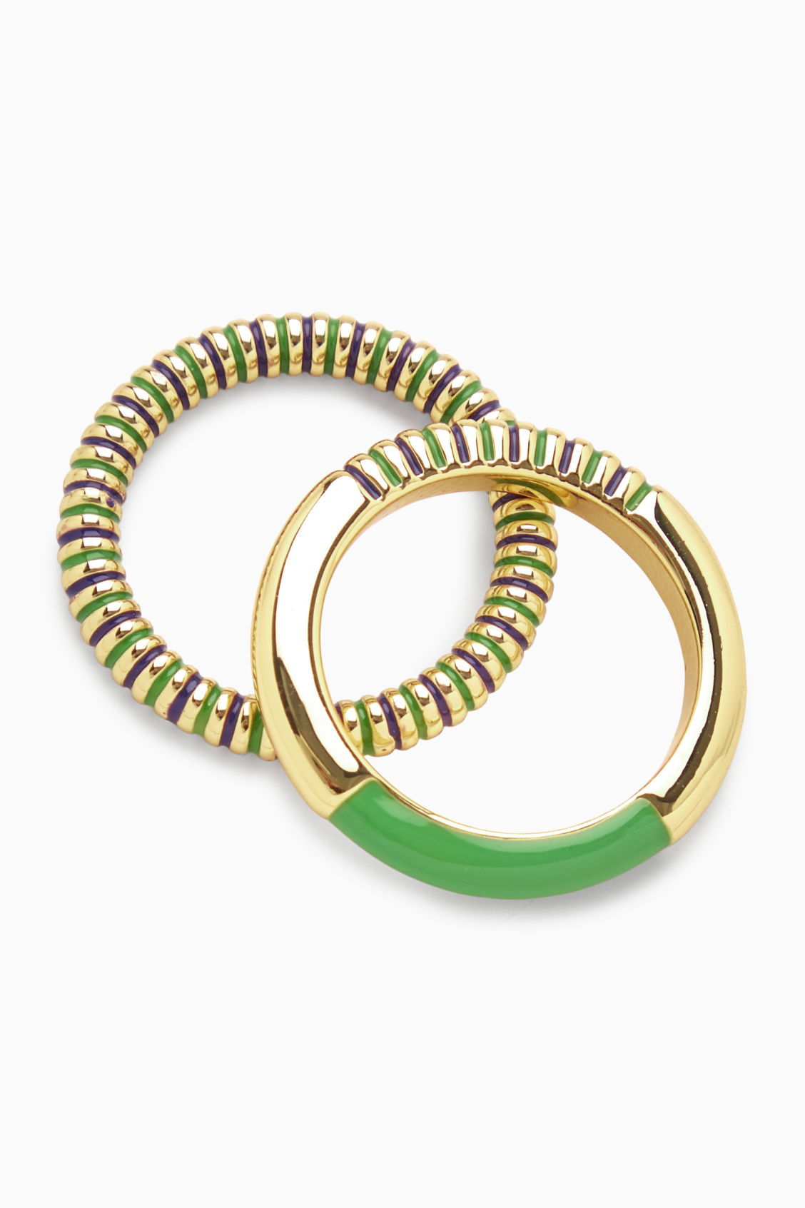 COS Set Of Two Coated Rings in GOLD / GREEN / BLUE | Endource