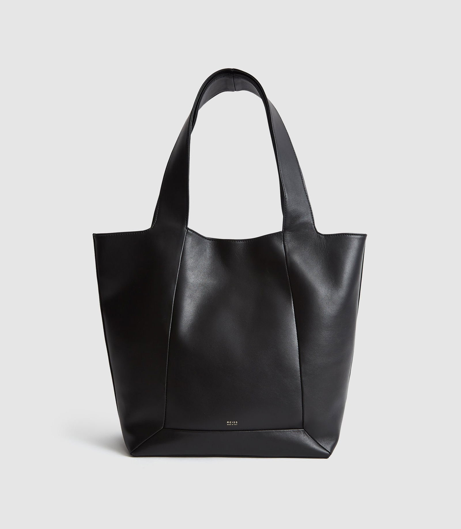 REISS Alma Leather Tote Bag in Black | endource