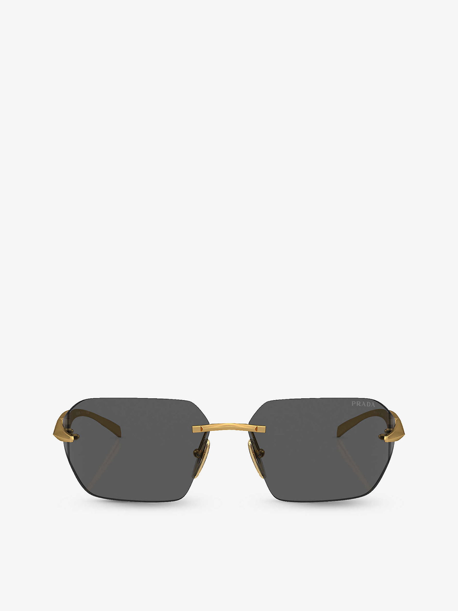PRADA PR A56S Irregular-Frame Metal Sunglasses in GOLD | endource