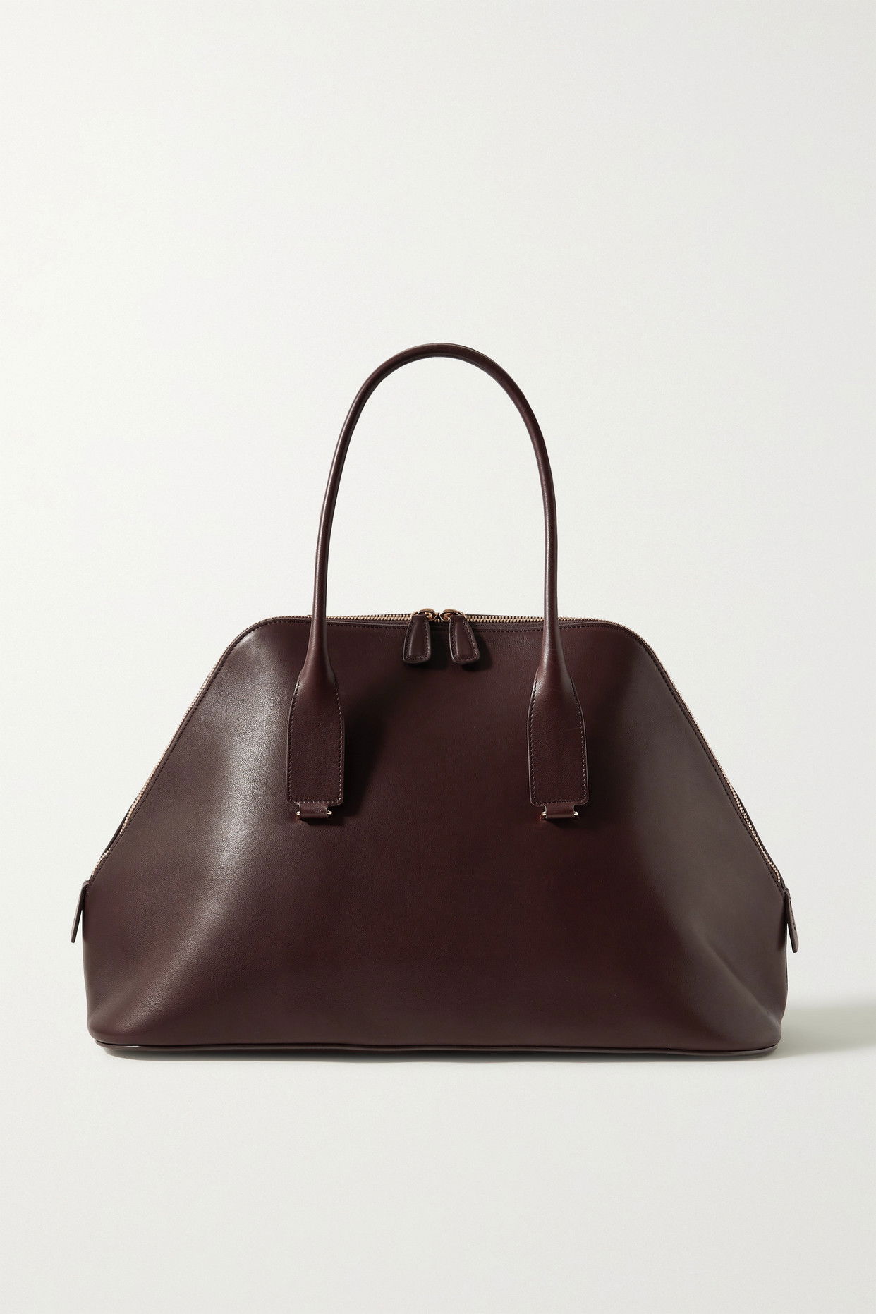 THE ROW Devon Leather Tote in Burgundy | Endource