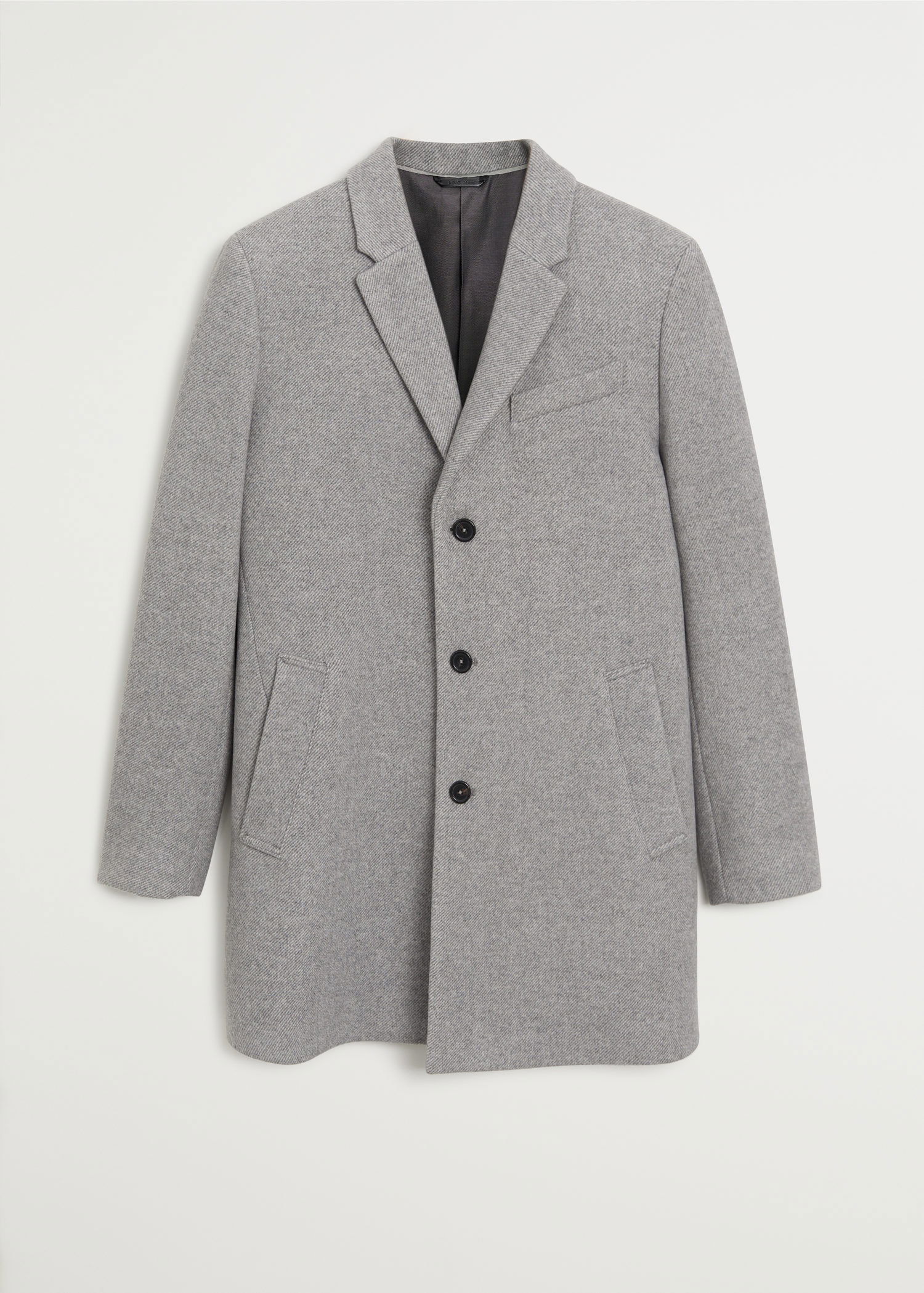 MANGO Tailored Wool-Blend Overcoat in Light Heather Grey | Endource