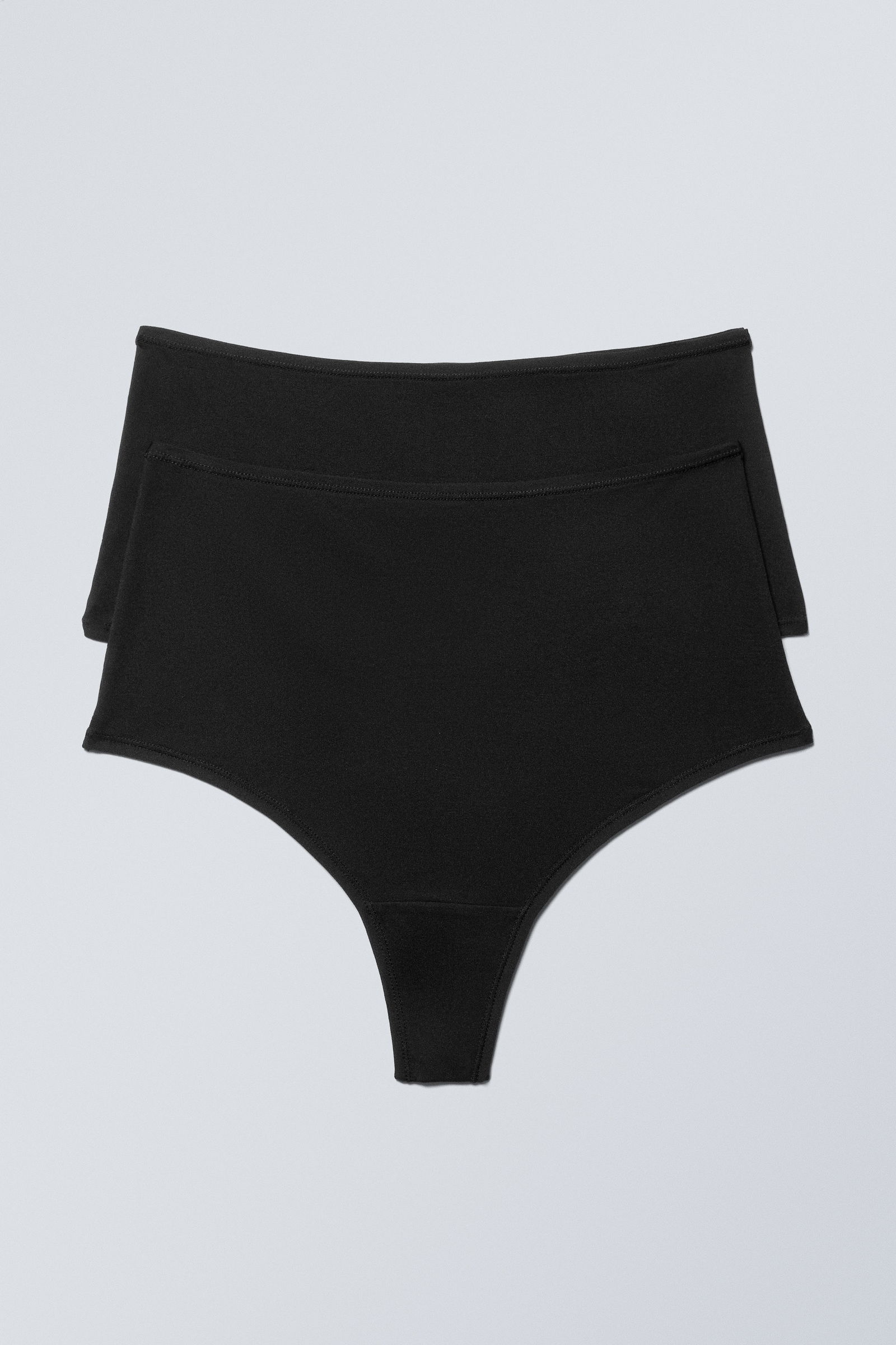 WEEKDAY 2-Pack Soft High Rise Thongs in Black | endource