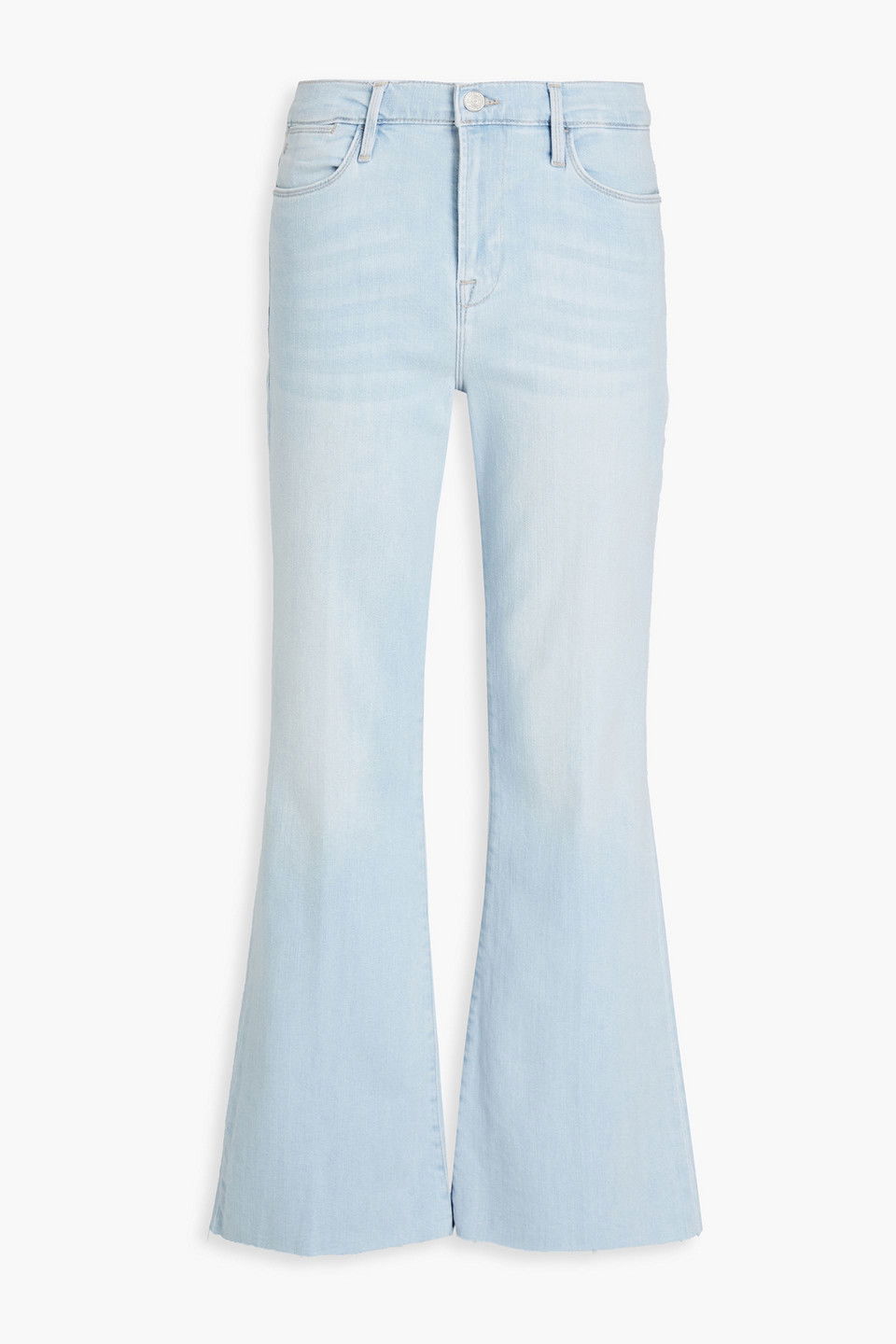 FRAME Le Easy Flare High-Rise Flared Jeans in Blue | endource