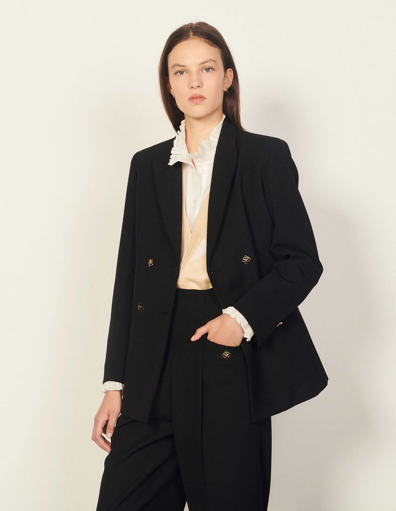 SANDRO Double-Breasted Suit Jacket | Endource