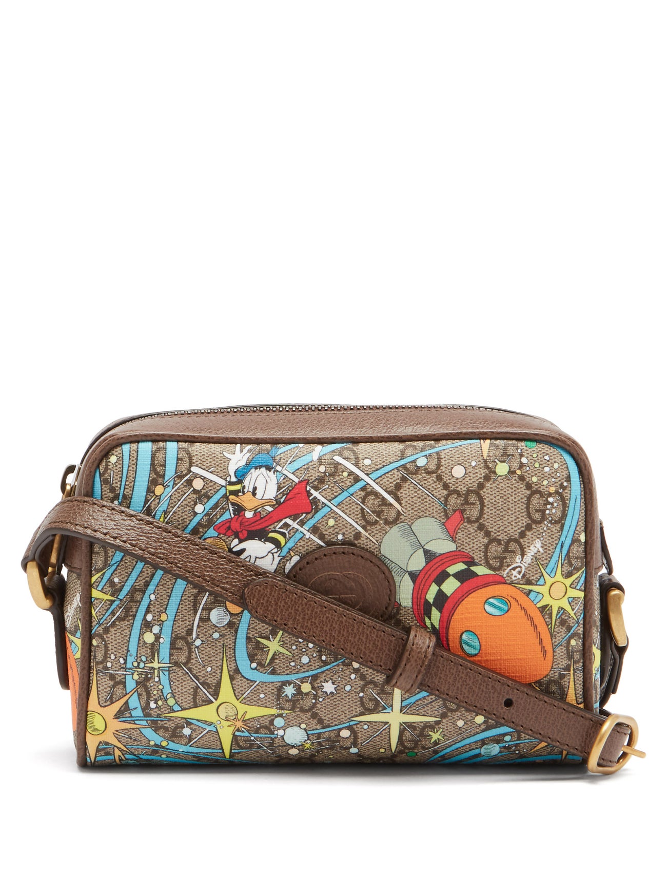 GUCCI X Disney Donald Duck GG Supreme Cross-Body Bag in Taupe brown | endource