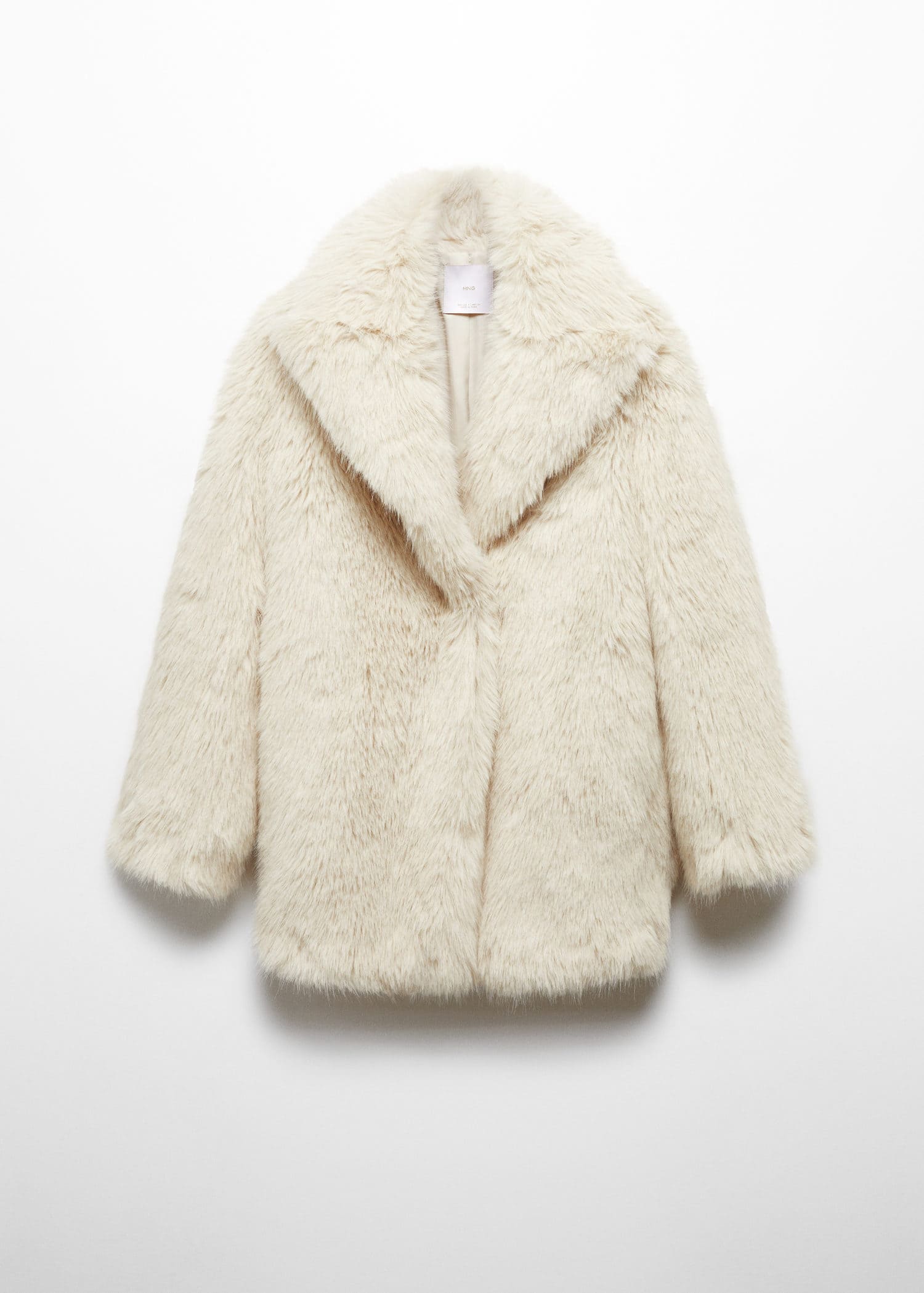 MANGO Lapels Faux Fur Coat | Endource
