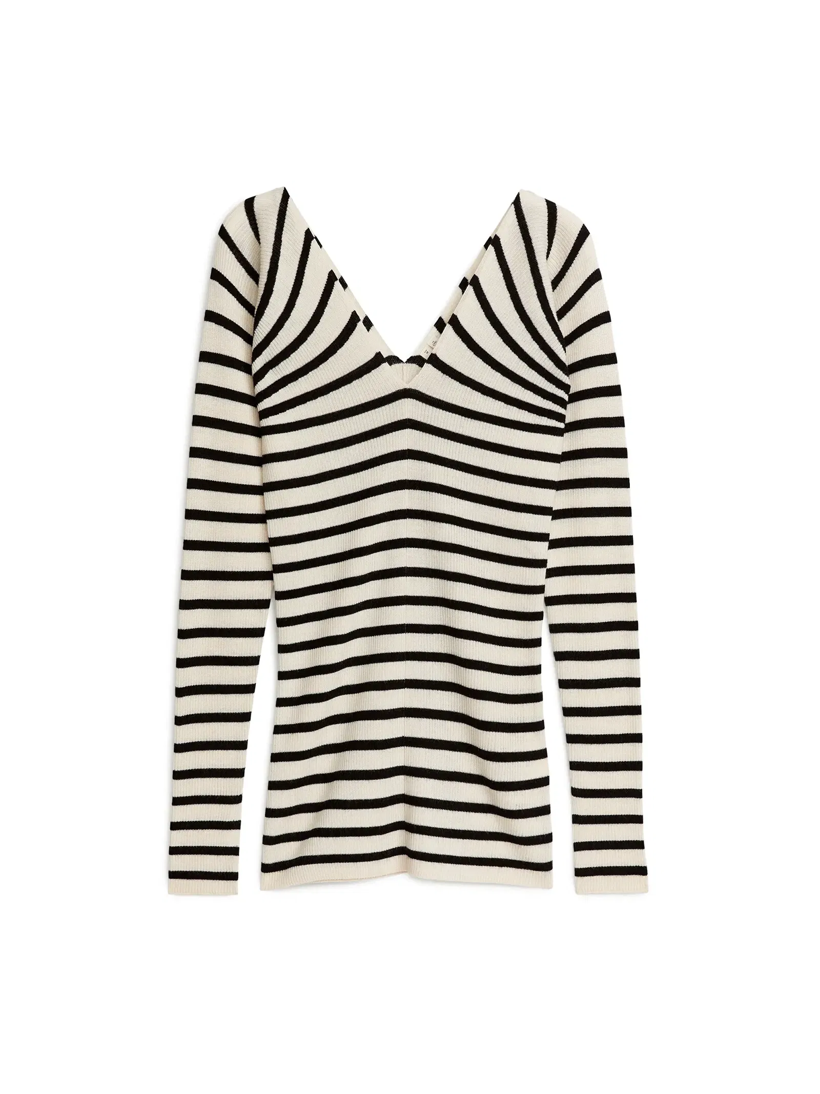 ARKET Sunray Stripe Jumper in White/Black | endource
