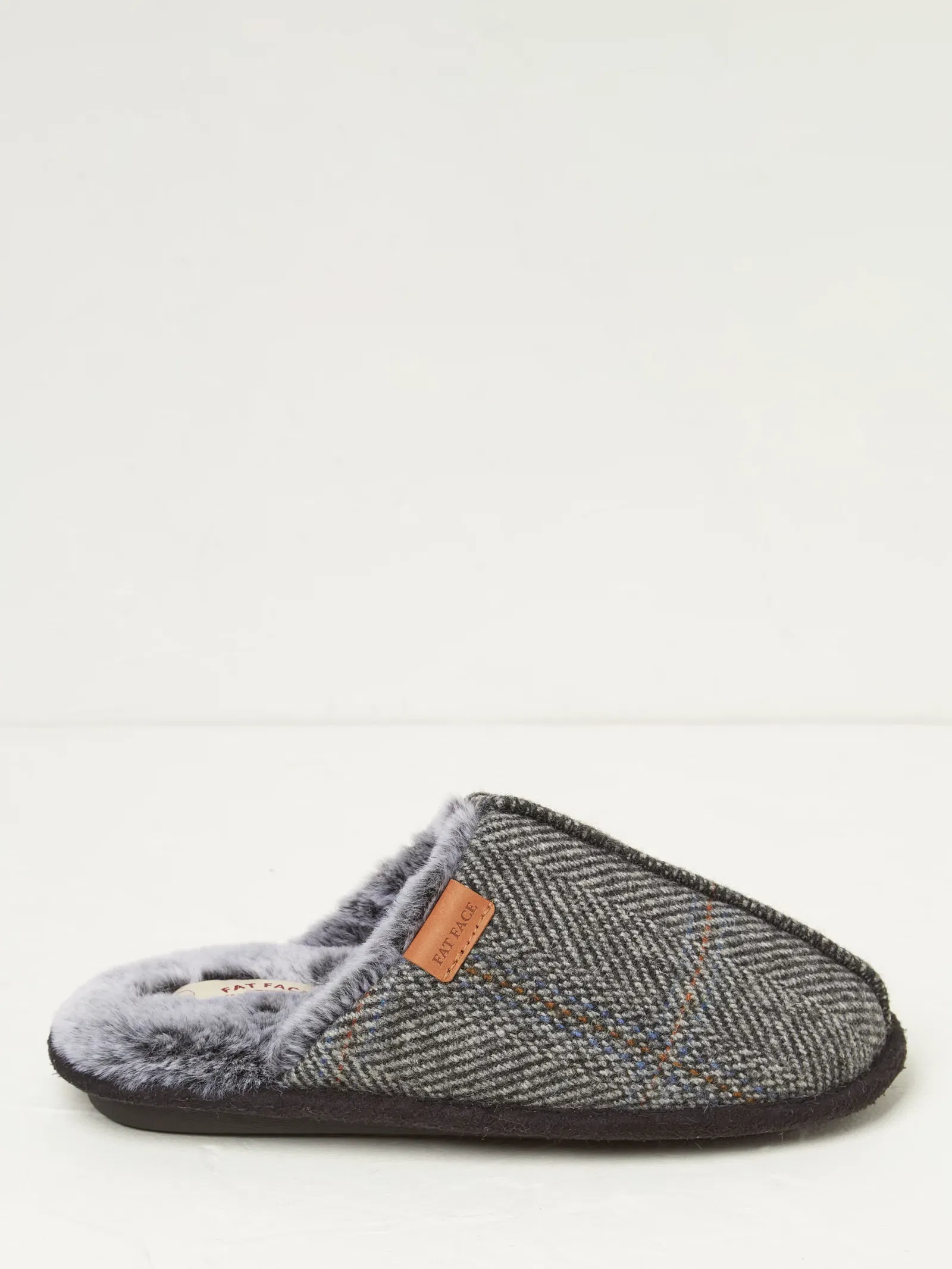 FATFACE Chester Herringbone Slippers in Grey | Endource