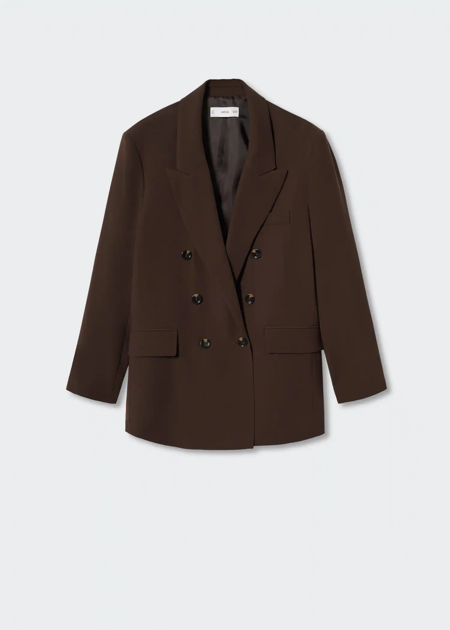 MANGO Double-Breasted Suit Blazer in Chocolate | endource