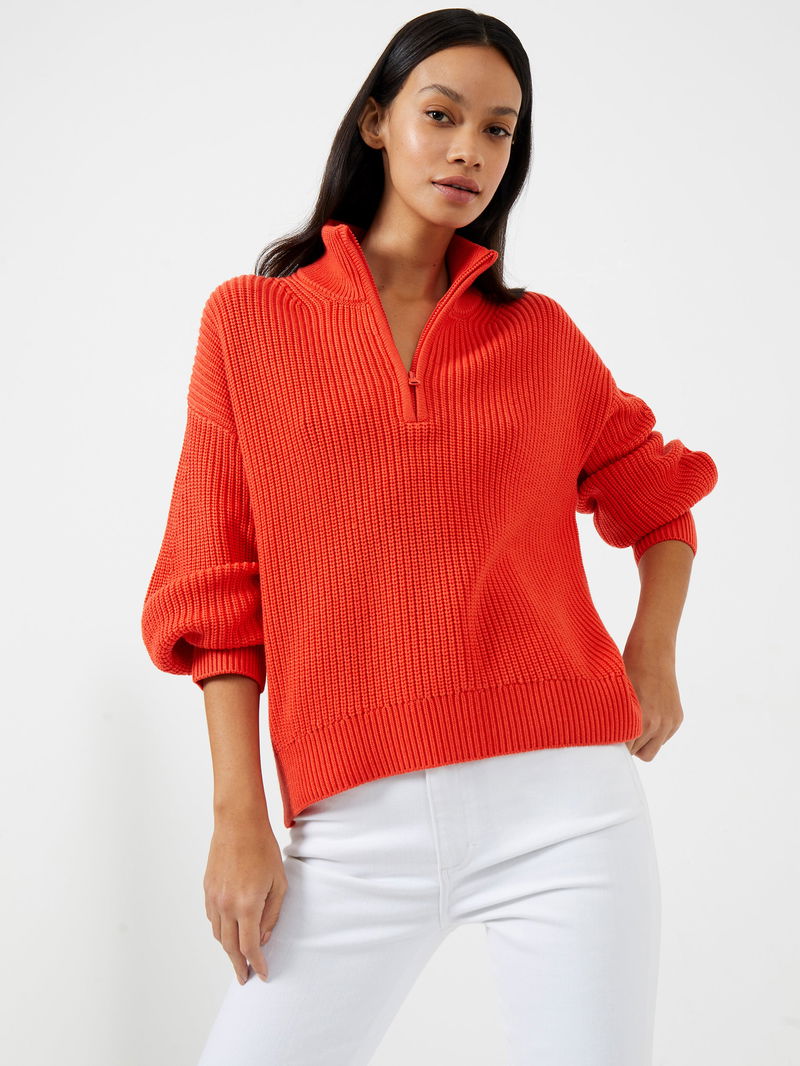 FRENCH CONNECTION Lydia Half Zip Mock Neck Jumper in Grenadine | endource