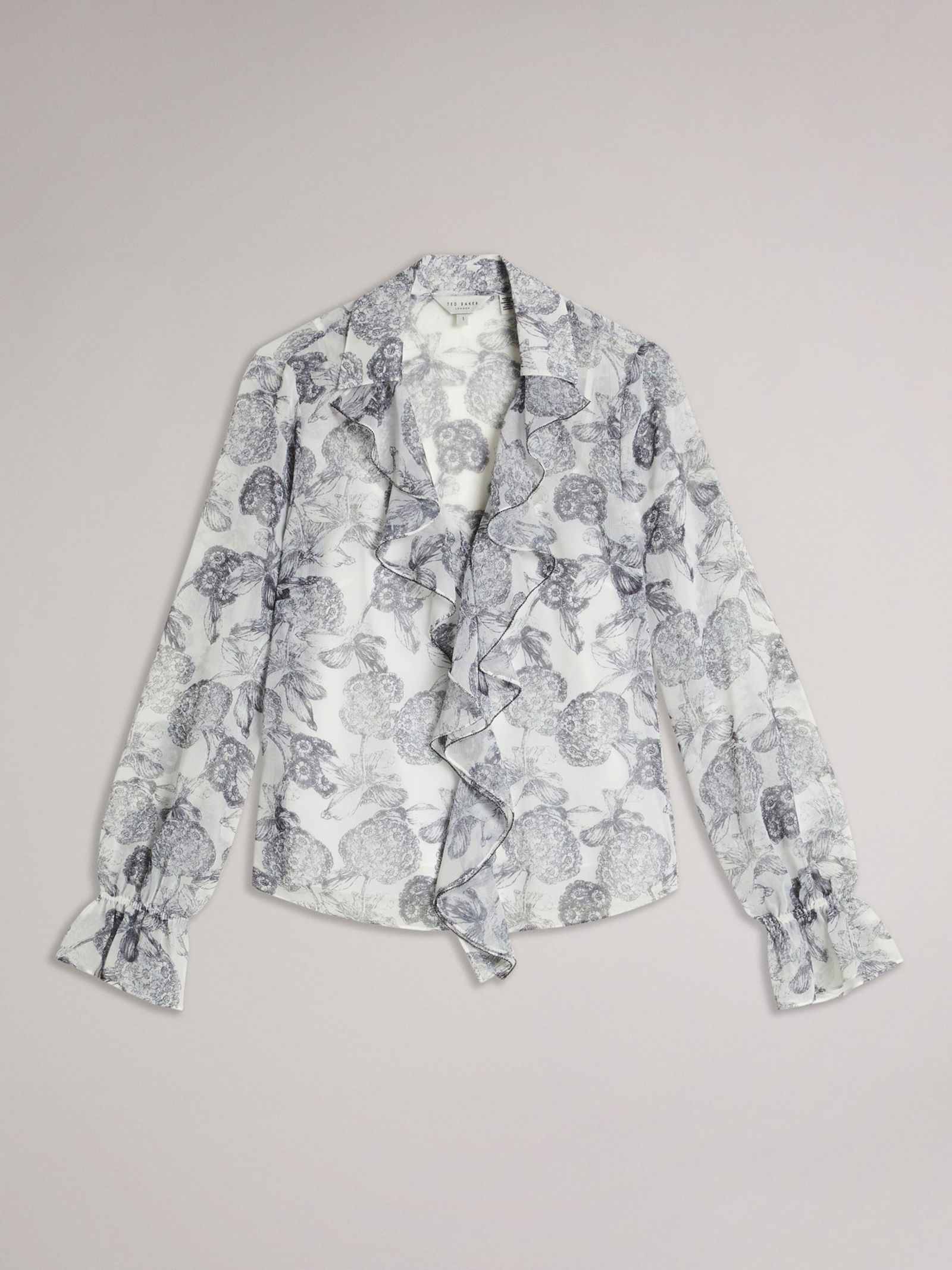TED BAKER Anniye Ruffle Blouse in White/Multi | endource
