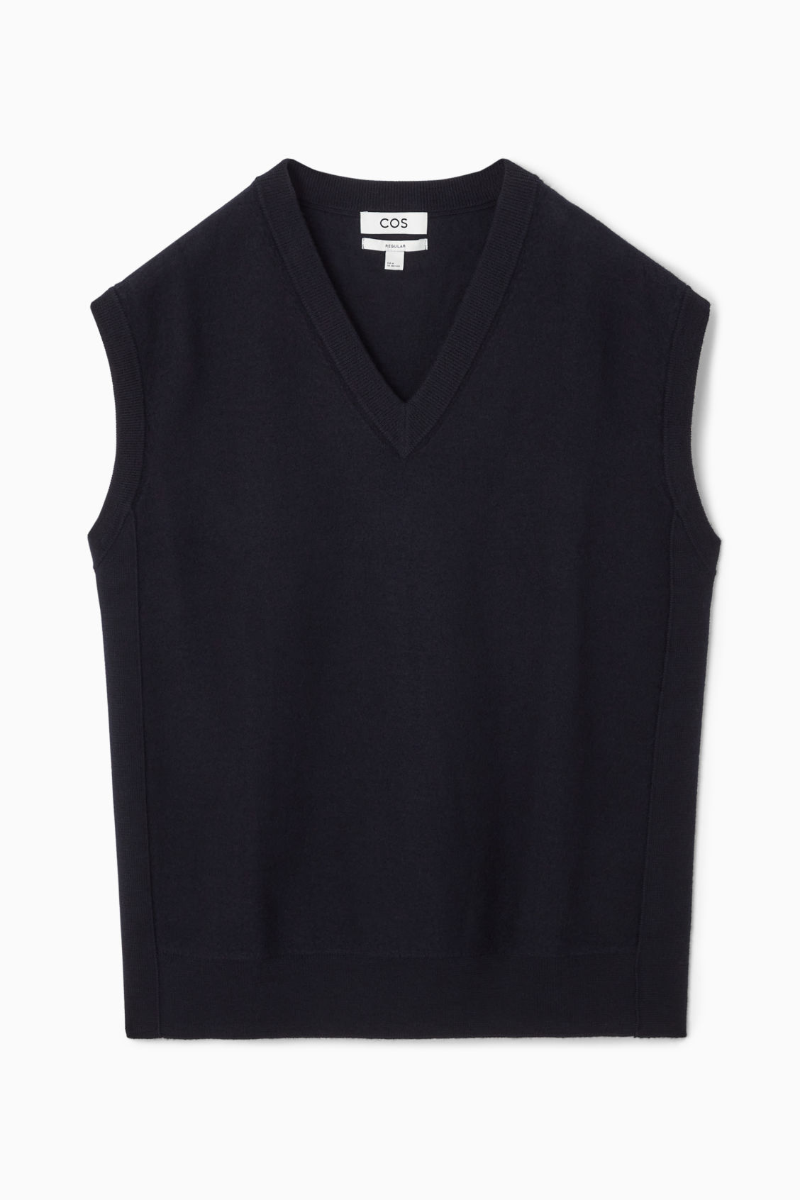 COS V-Neck Boiled-Wool Vest in DARK NAVY | endource