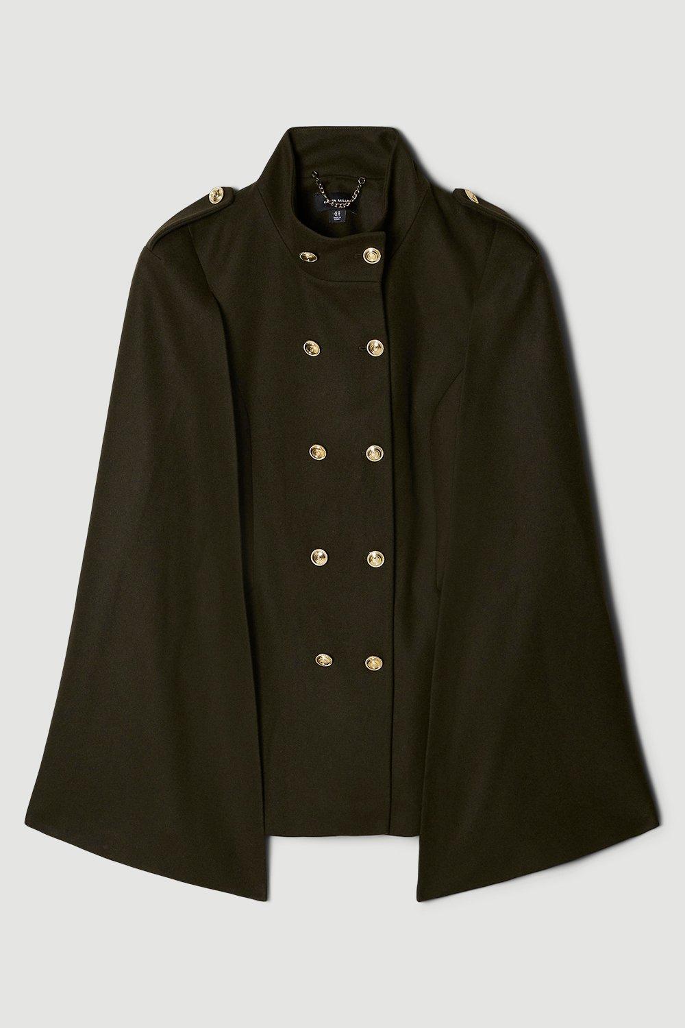 KAREN MILLEN Plus Size Italian Virgin Wool Military Cape | endource