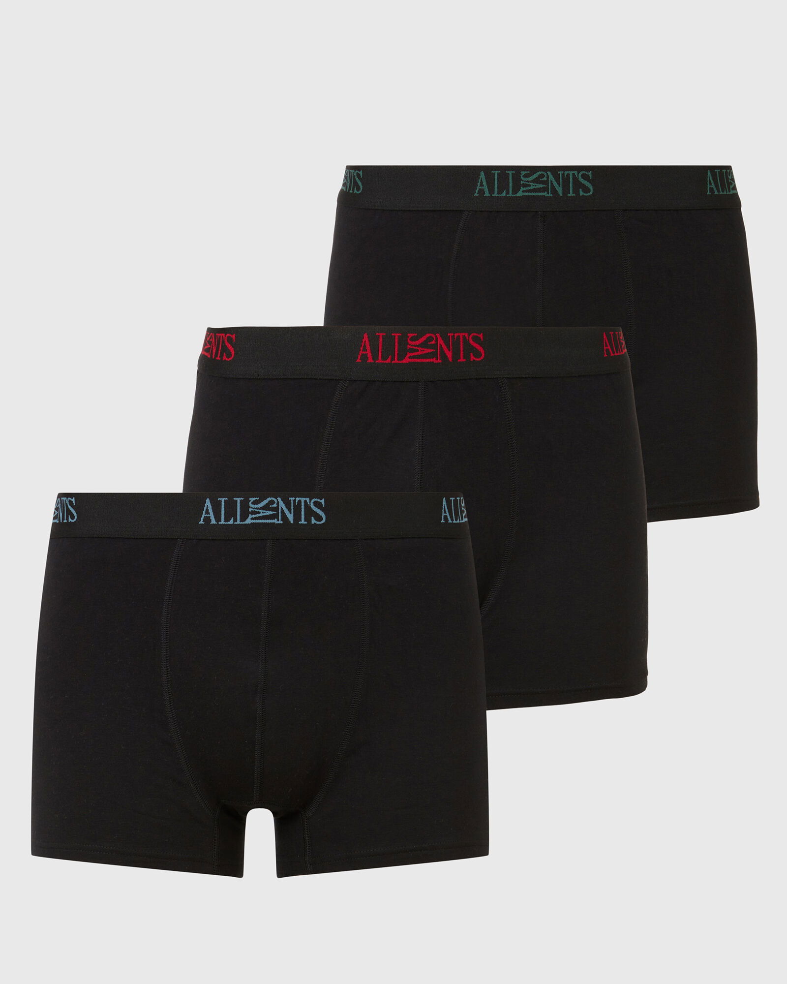 ALLSAINTS Wren Contrast Boxers 3 Pack in JT BK/JT BK/JT BK | endource