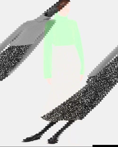 WHISTLES Scribble Bouquet Fluted Skirt | endource