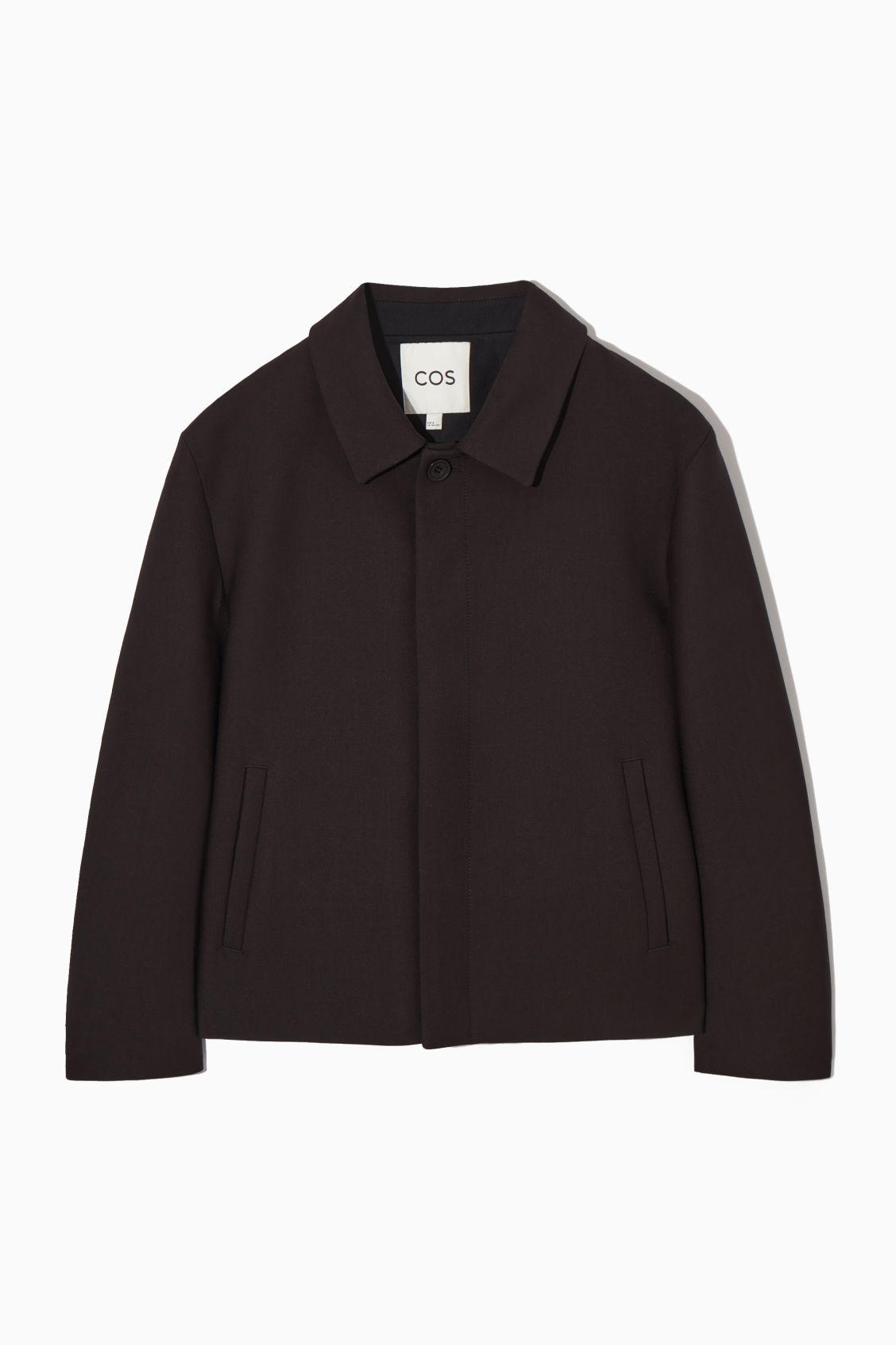 COS Wool-Blend Blouson Jacket in DARK BROWN | endource