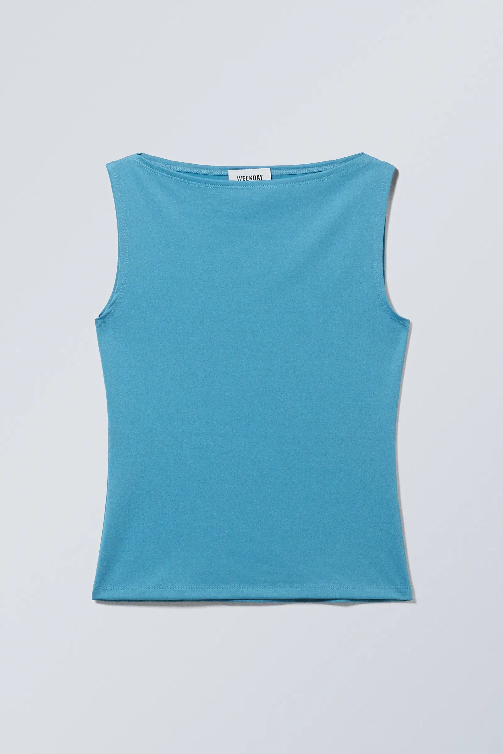WEEKDAY Annie Boatneck Sleeveless Top in Bright Blue | endource