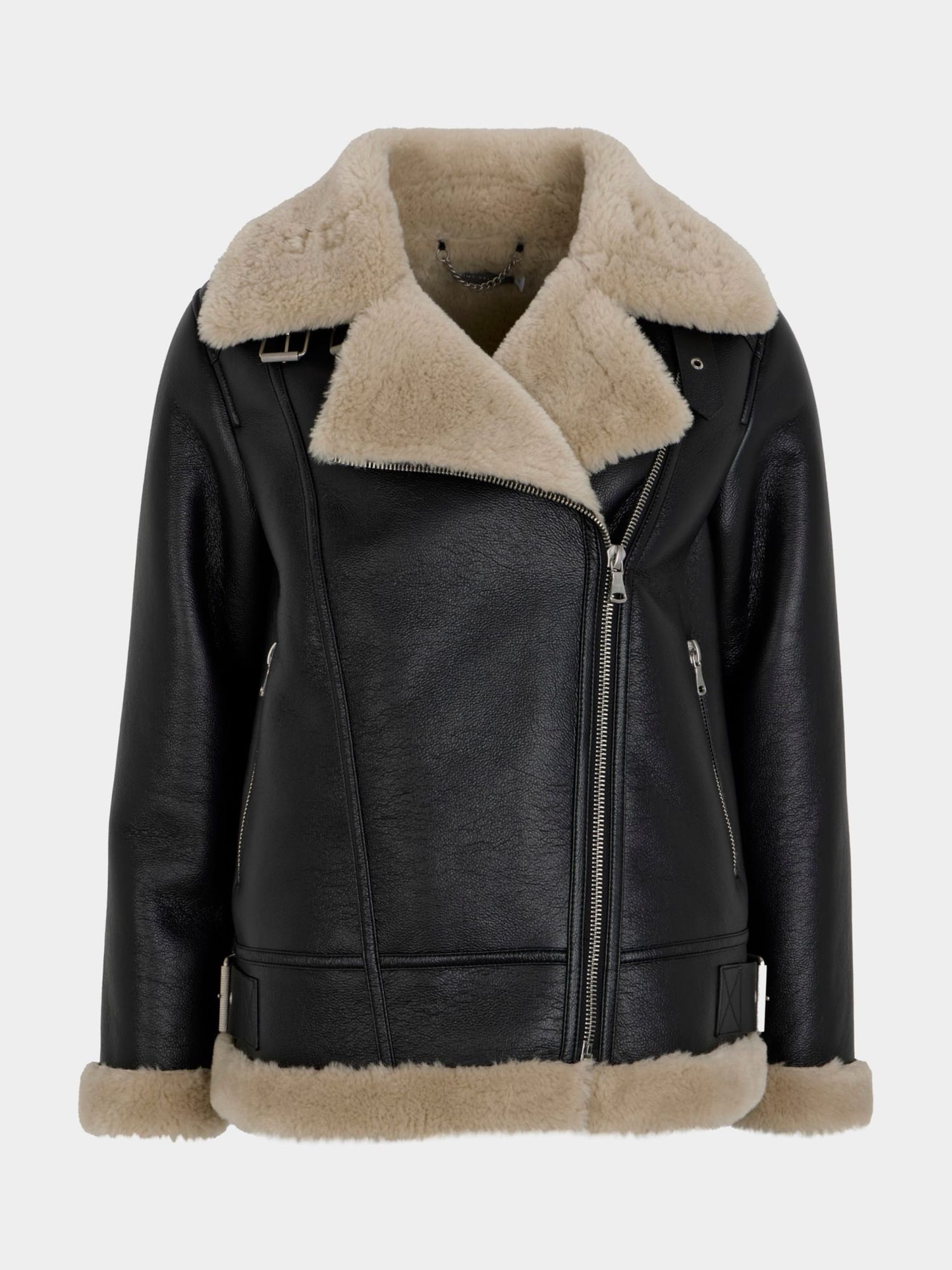 Mint Velvet Wide Collar Aviator Jacket in Black | Endource