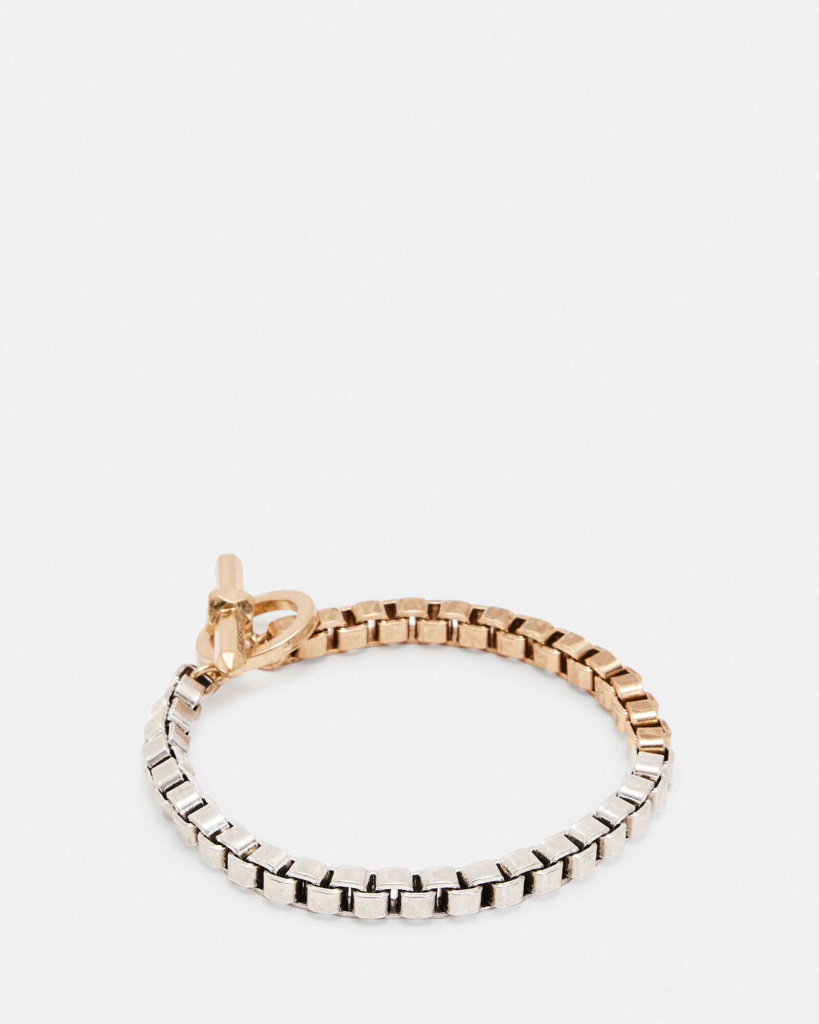 ALLSAINTS Box Chain Two Tone Bracelet in WARM BRASS/SILVER | endource
