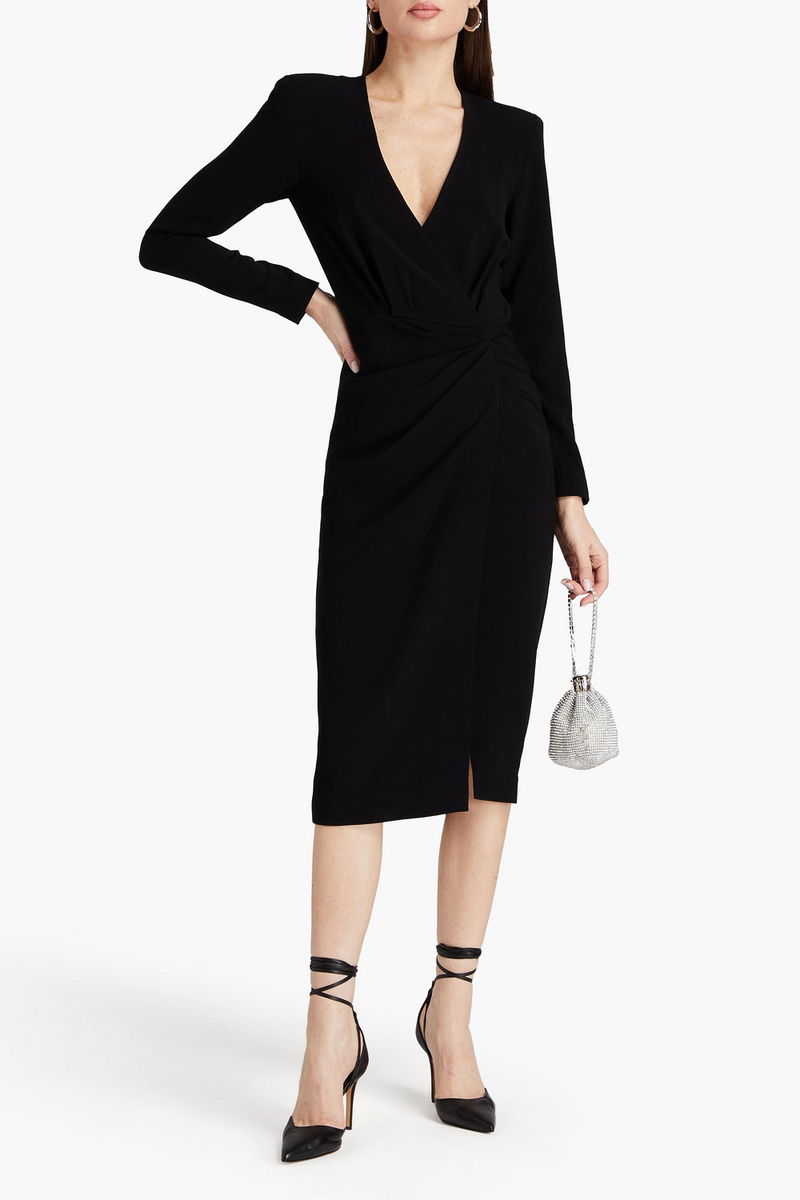 Iro Wrap Effect Crepe Midi Dress In Black Endource