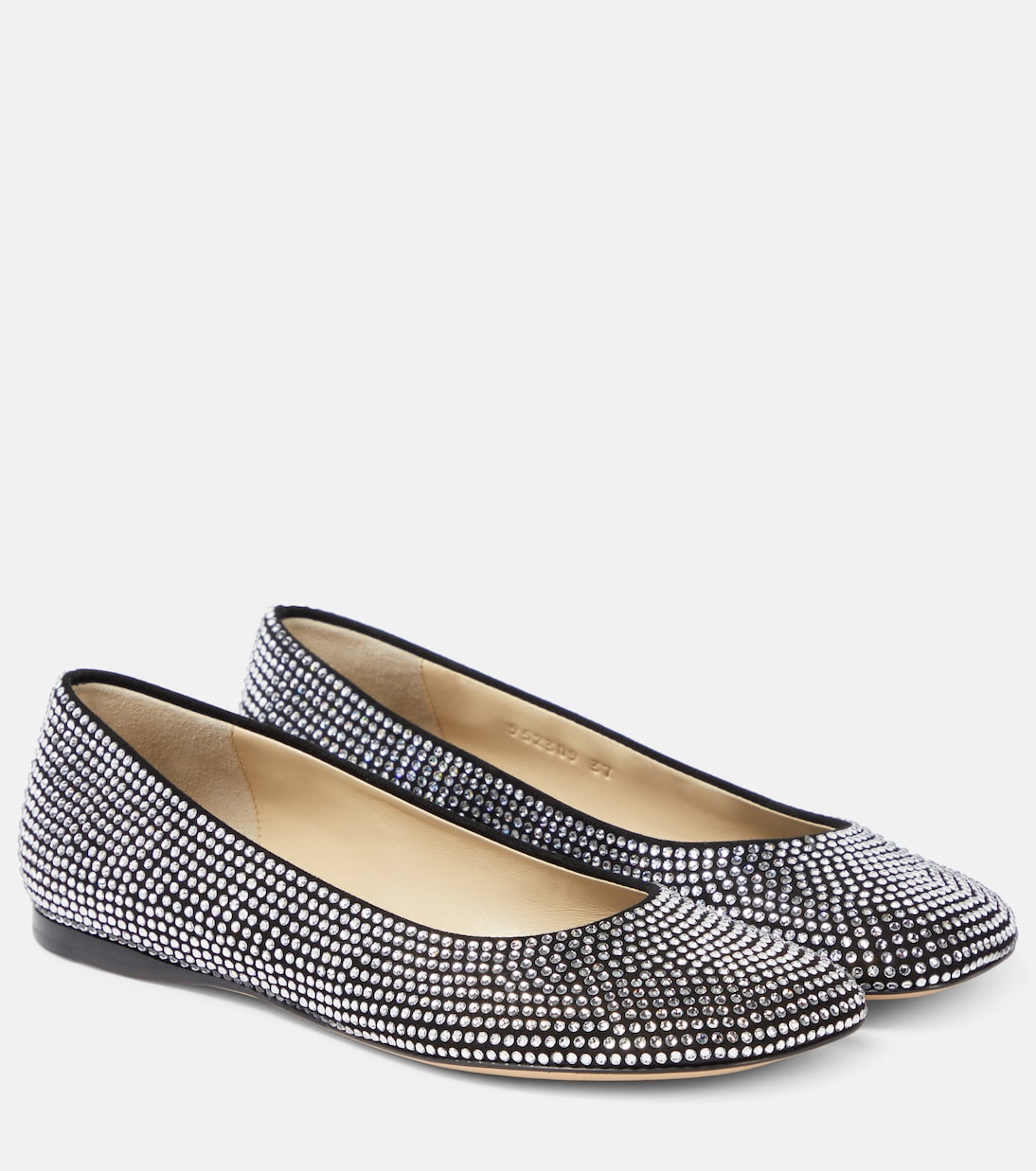 LOEWE Toy Crystal-Embellished Ballet Flats in Black | endource
